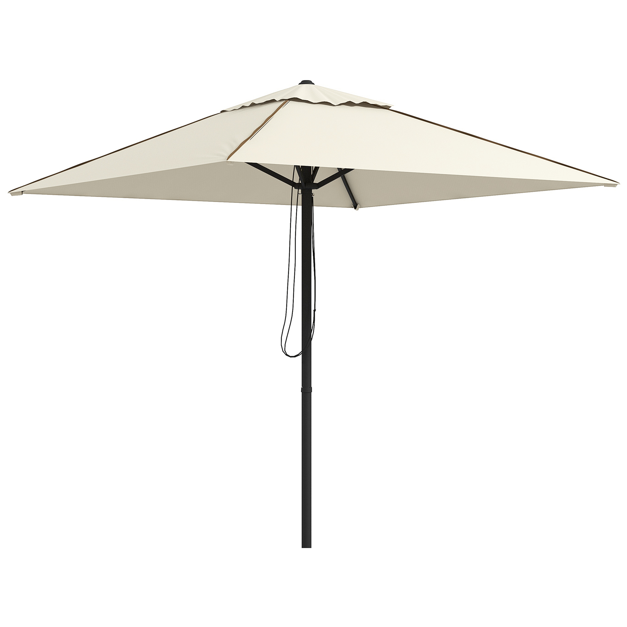 215cm Square Canopy Parasol, with Contrast Piping - Beige/Brown on ...
