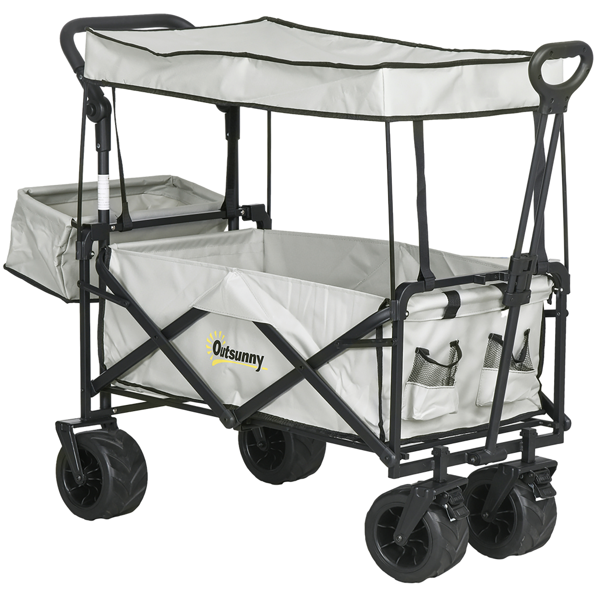 Folding Trolley Cart Storage Wagon Beach Trailer 4 Wheels with Handle ...