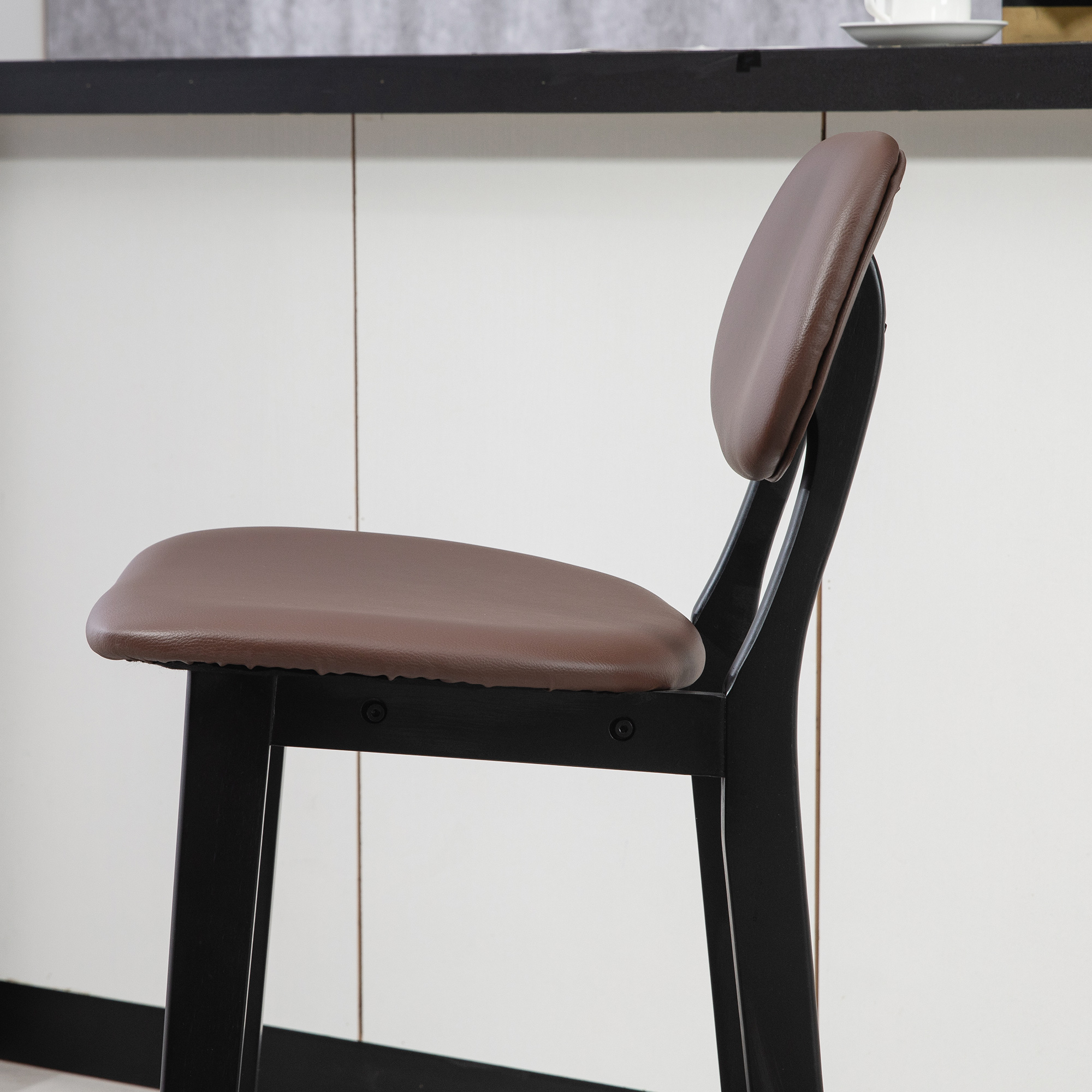 HOMCOM Bar Stools Set of 2, Modern Breakfast Bar Chairs, Faux Leather ...
