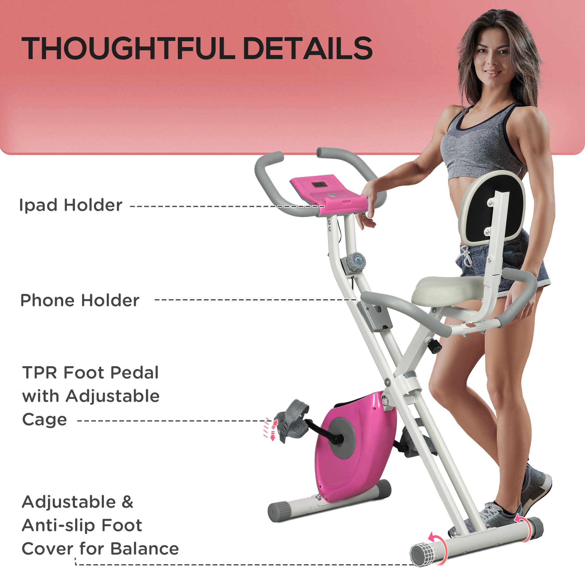HOMCOM Folding Exercise Bike, 8 Level Magnetic Resistance Indoor ...