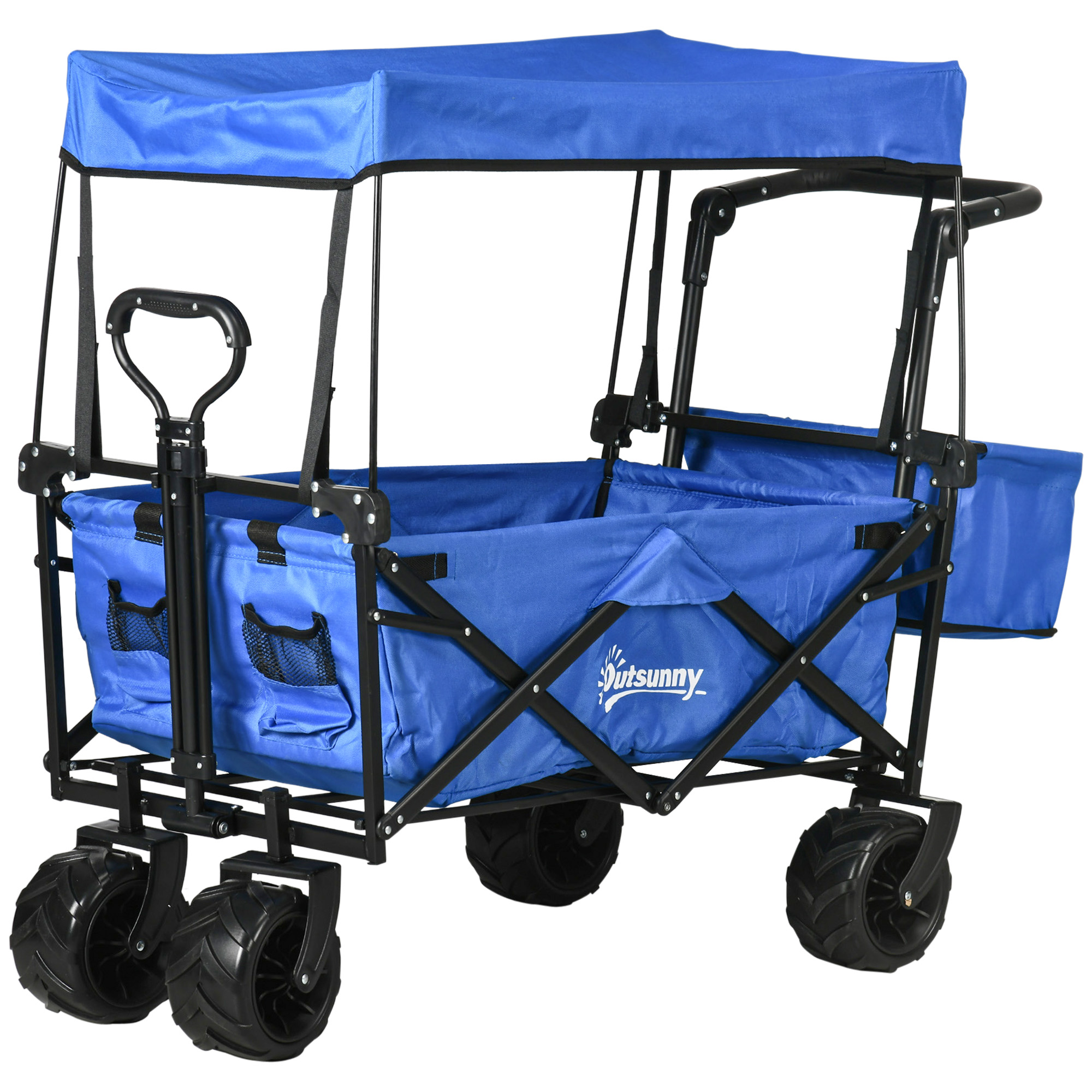 Folding Trolley Cart Storage Wagon Beach Trailer 4 Wheels with Handle ...