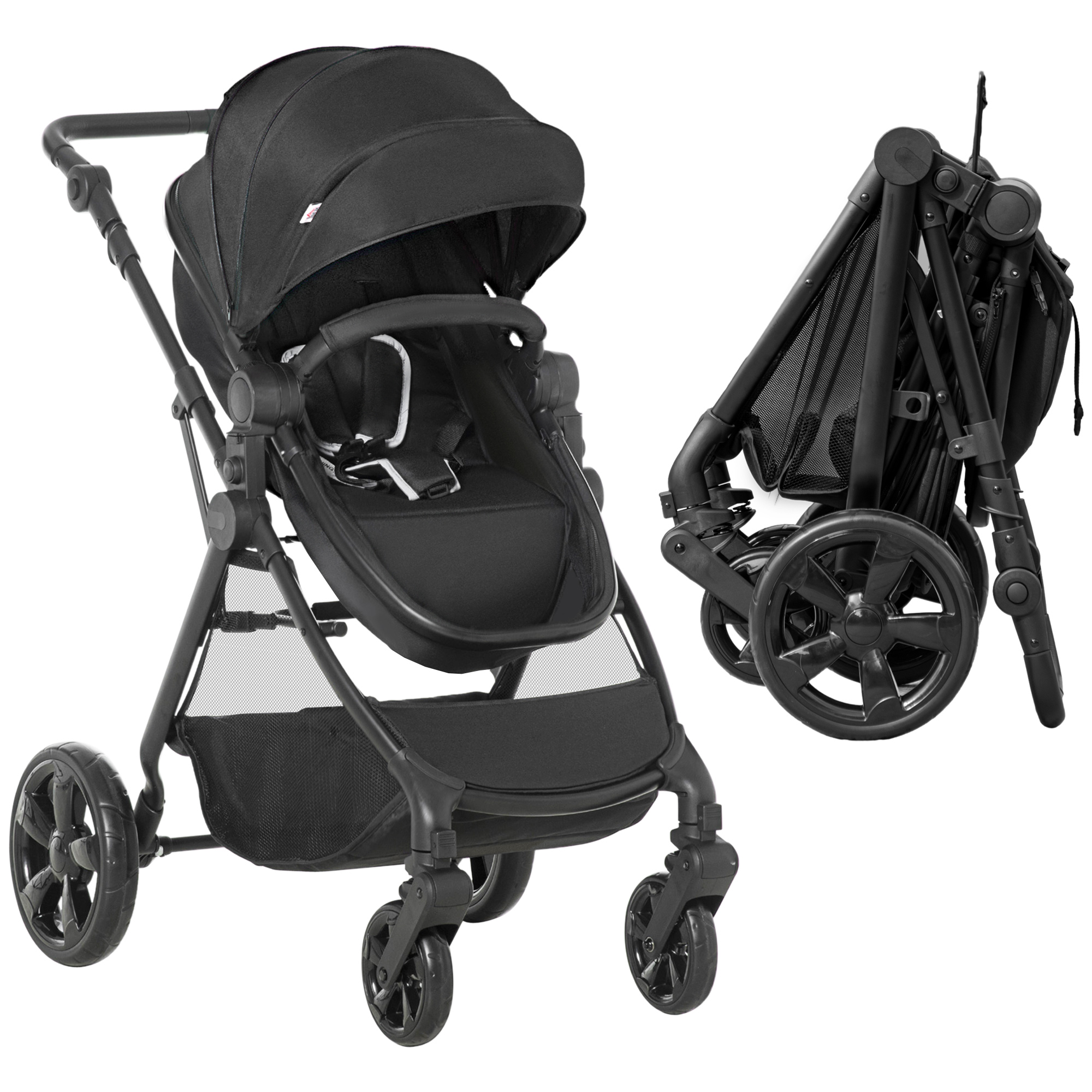 Foldable Baby Stoller, with Reclining Backrest, Adjustable Canopy, for ...