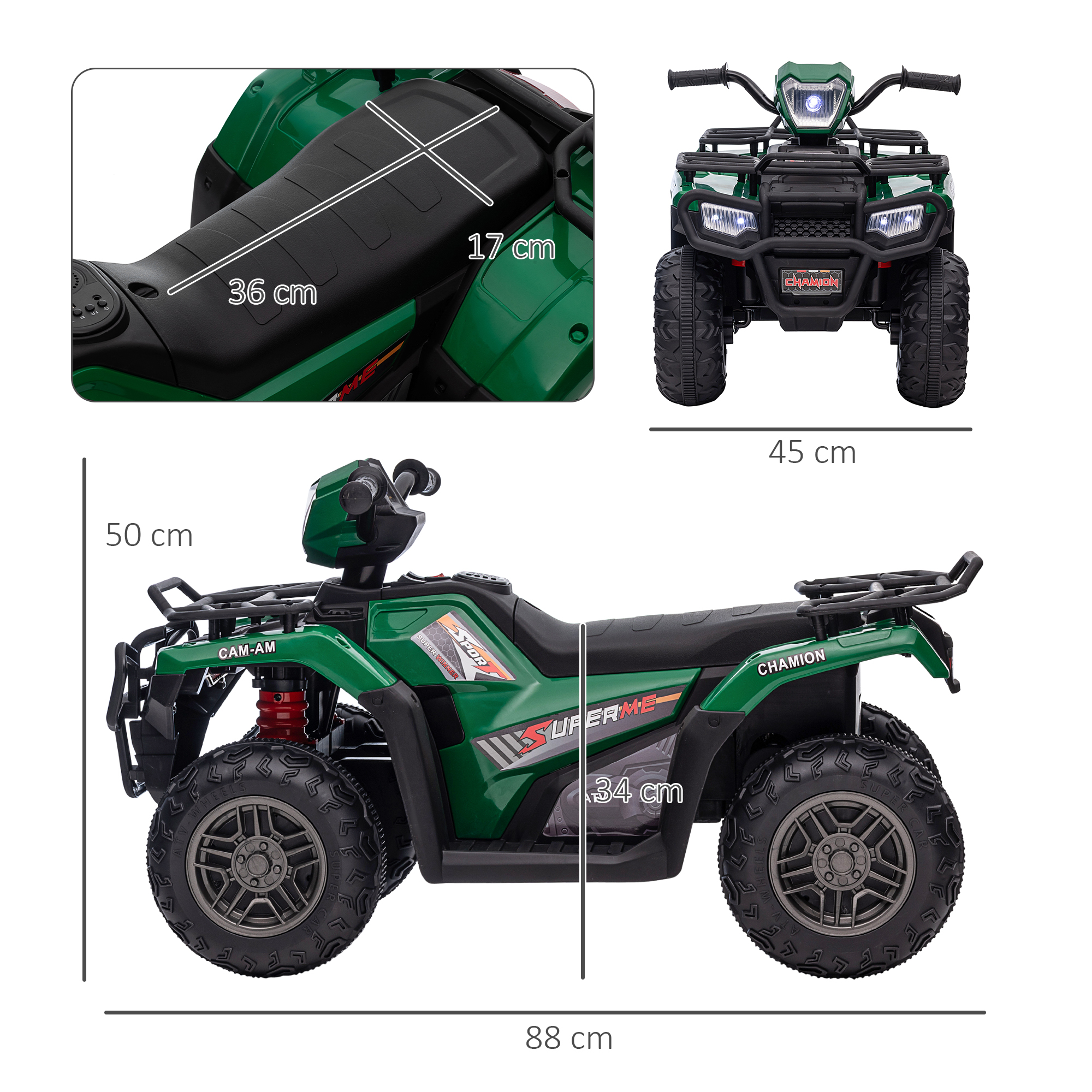 12V Kids Quad Bike with Forward, Reverse Functions, Ride-On ATV w ...