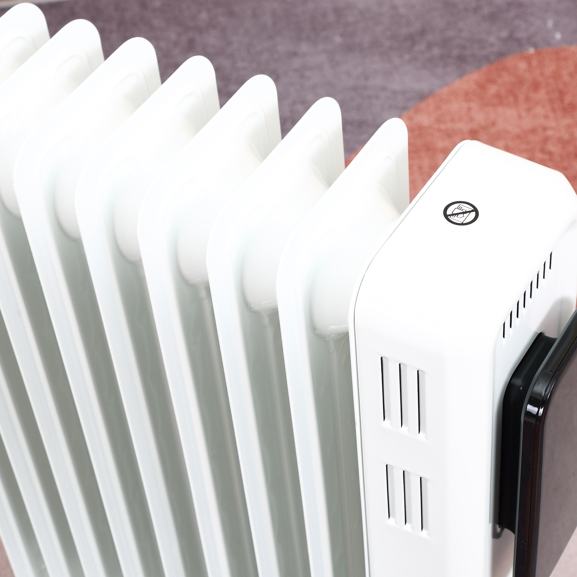 2000W Oil Filled Radiator, 9 Fin Portable Electric Heater with LED ...