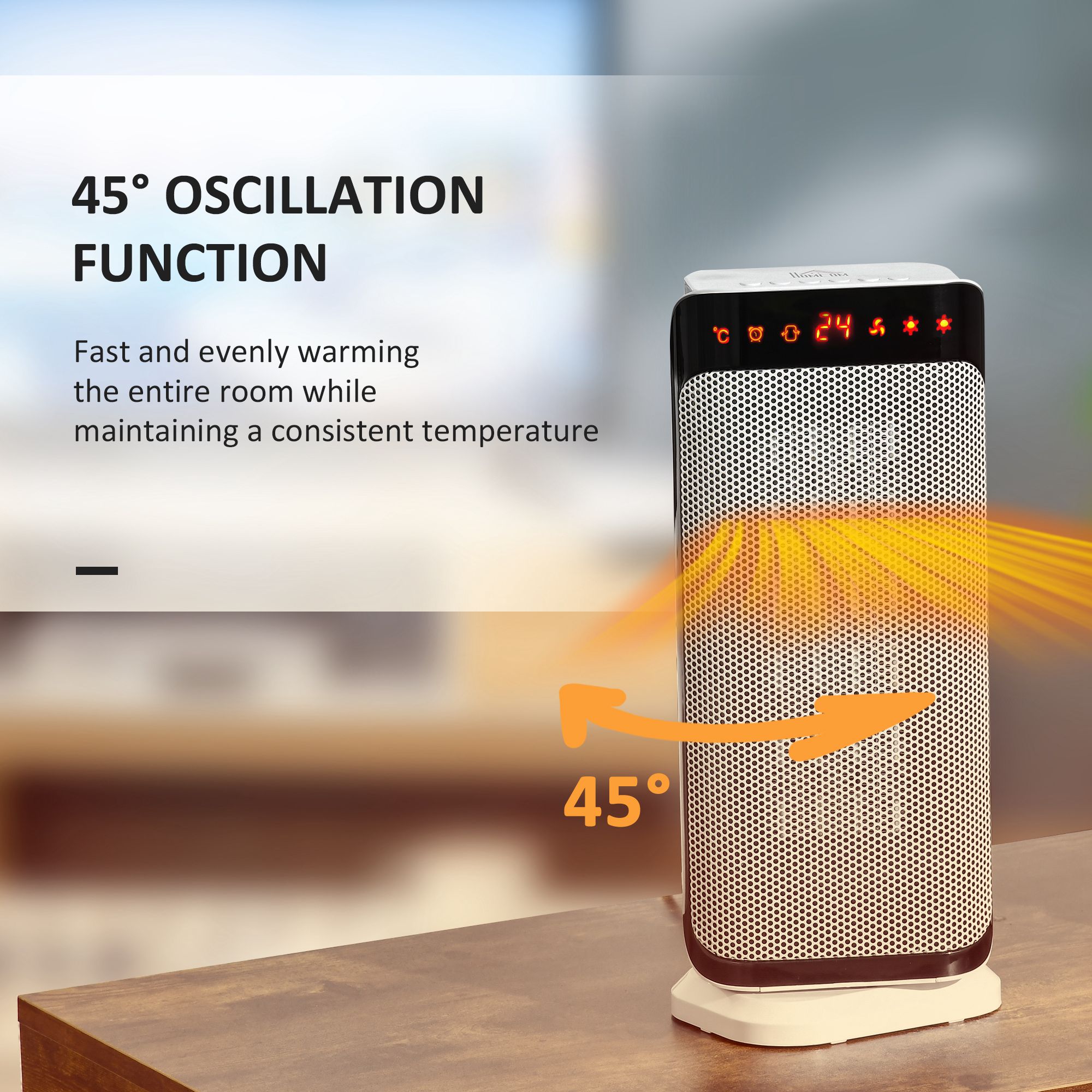 2000W Electric Heater, PTC Ceramic Portable Fan Heater with Overheating ...