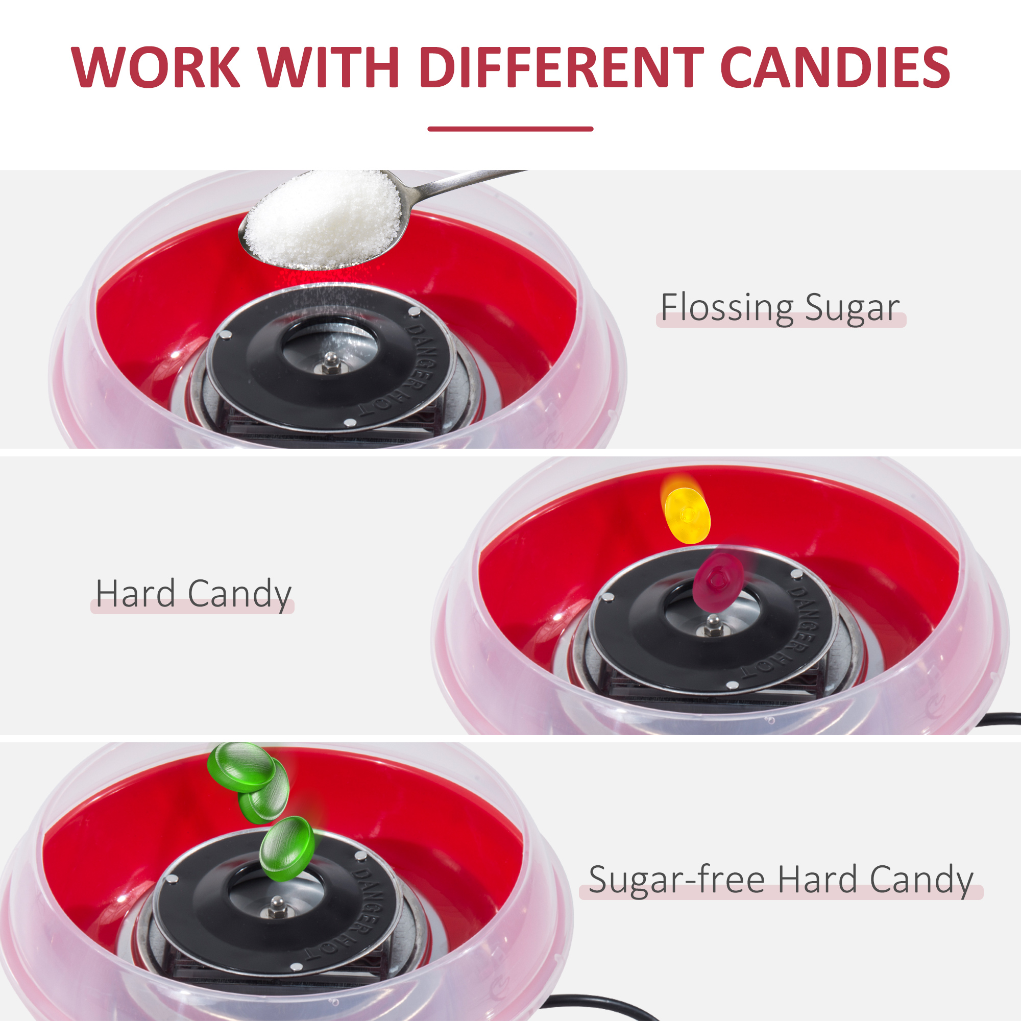 Candy Floss Machine Electric Cotton Candy Maker Gadgetry 450W (Red) on ...