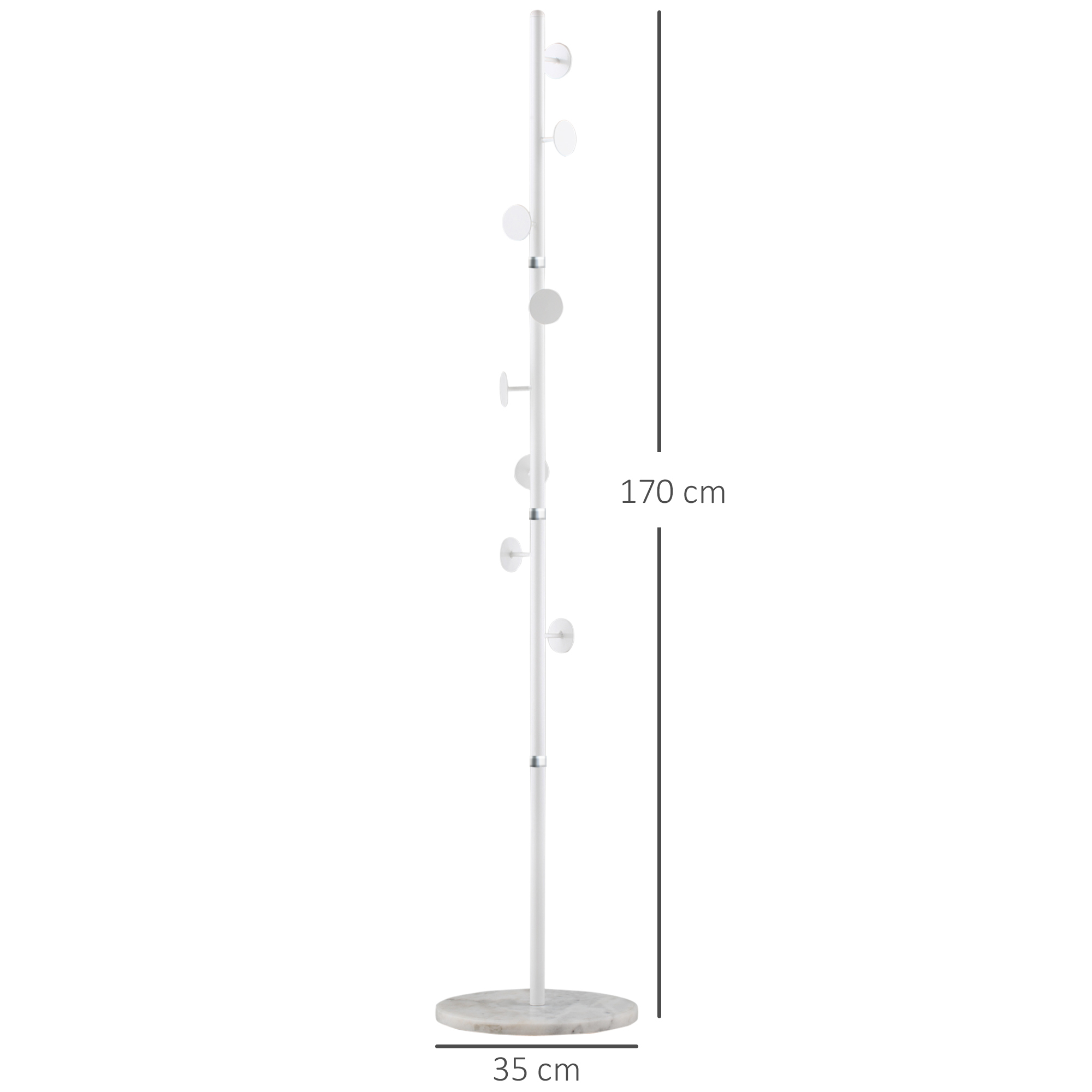 Coat Rack Free Standing Hall Tree with 8 Round Disc Hooks for Clothes ...