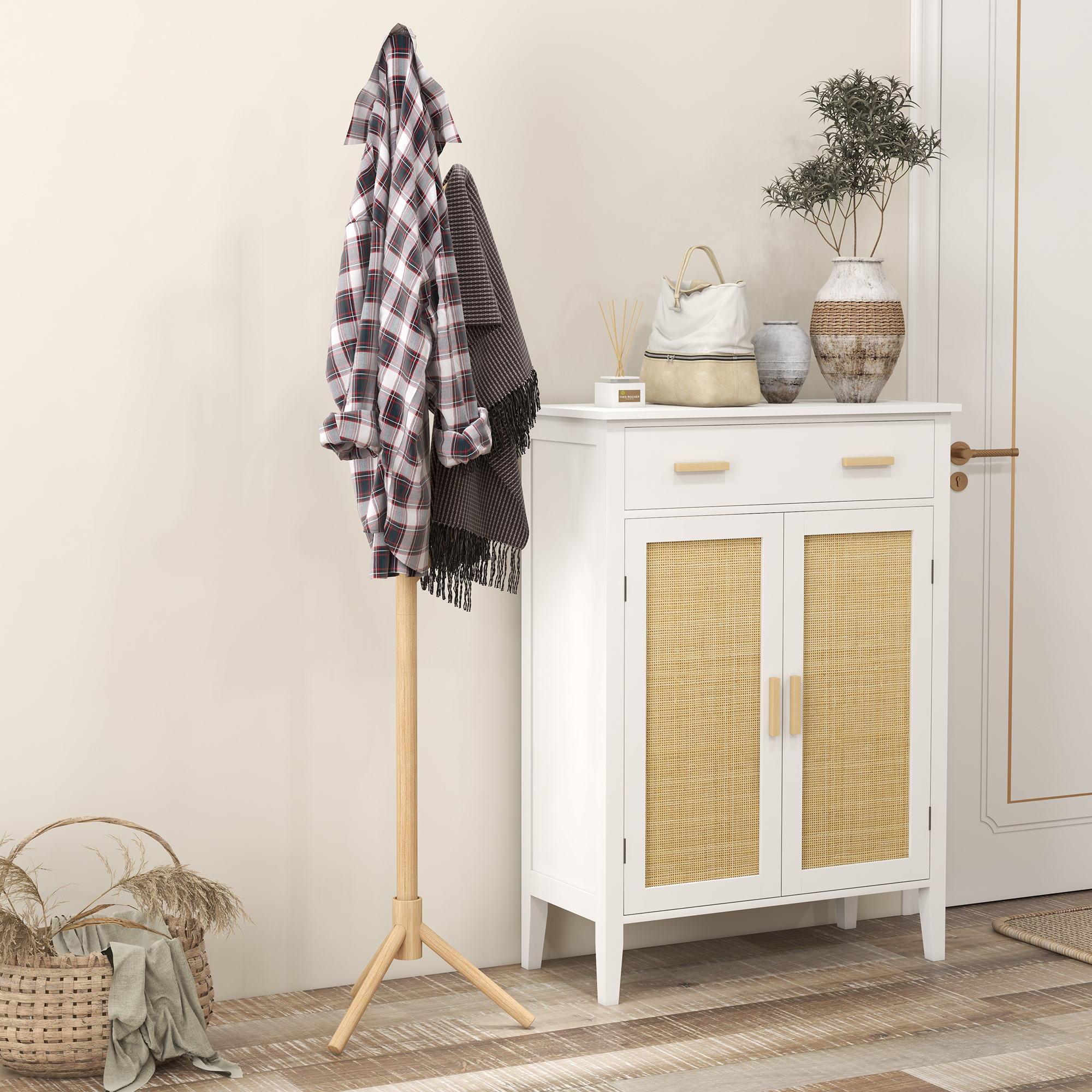 Eight-Hook Wooden Coat Rack - Natural on Anglia Market