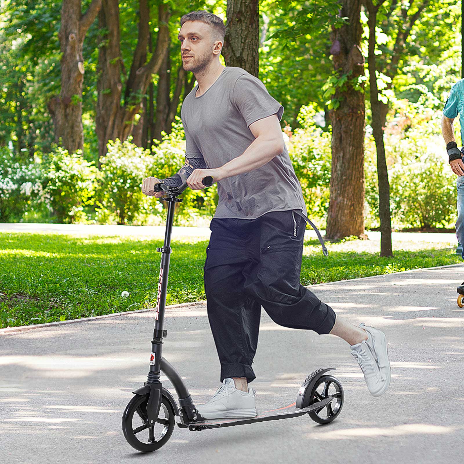 Foldable Kick Scooter with Double Shock Absorption and Big Wheels ...