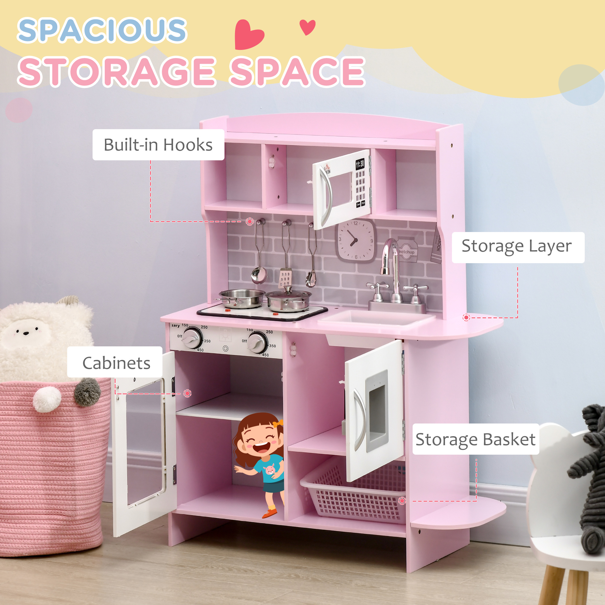 Kids Kitchen Playset, with Lights, Sounds, Microwave, Sink and Storage ...