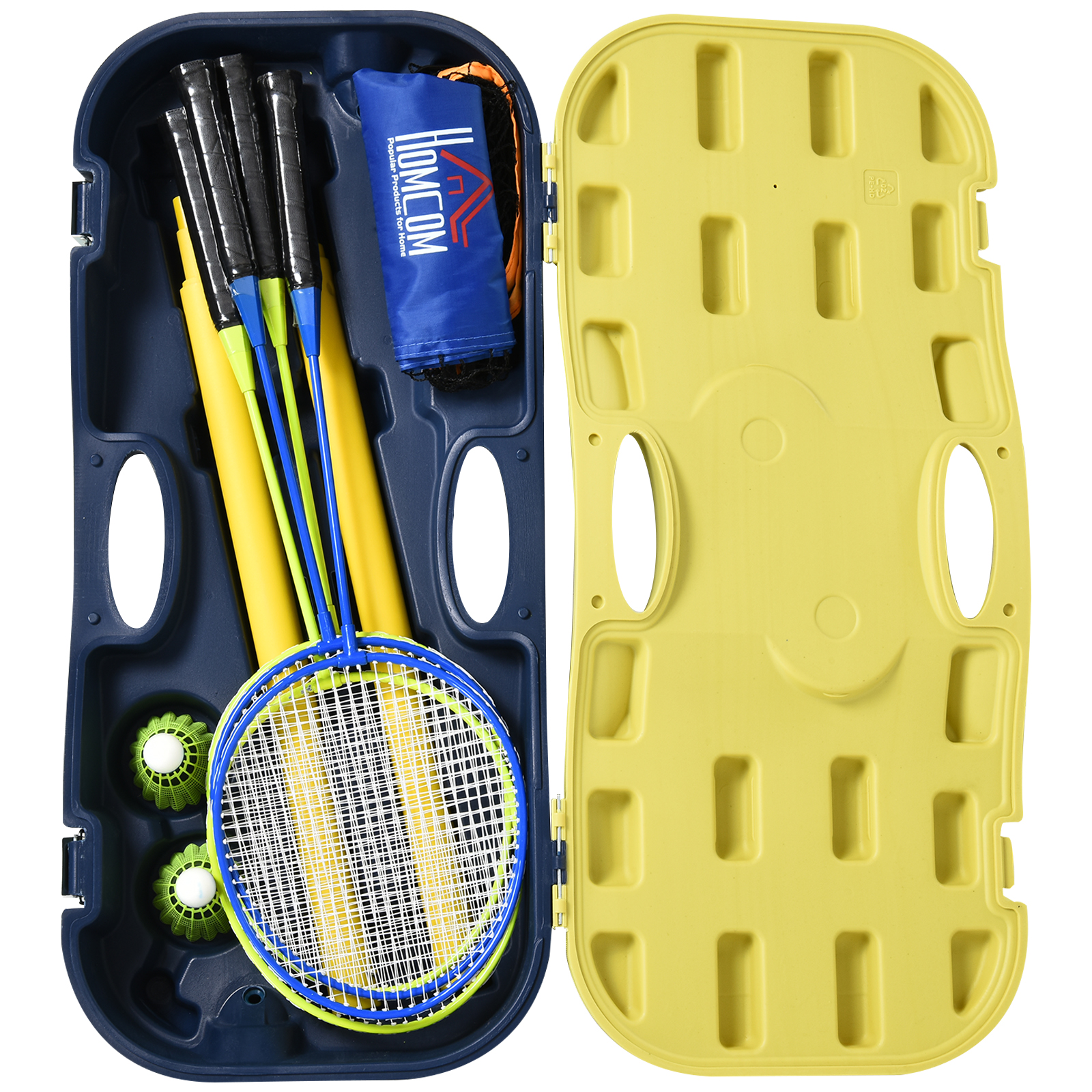 Portable Folding Badminton Net Set with 4 Badminton Rackets and 2 Nylon ...