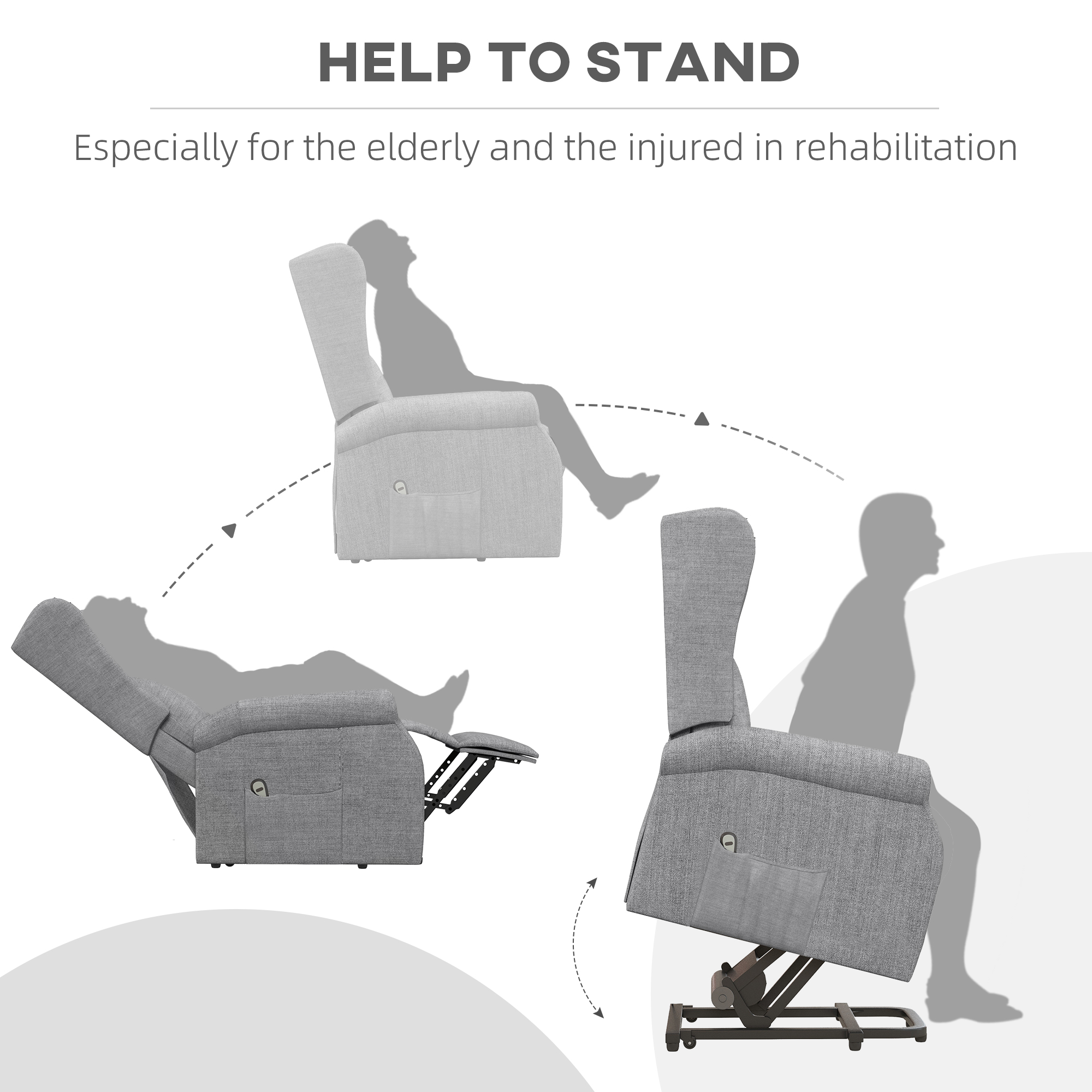 Power Lift Recliner Armchair, Electric Lift Chair for Elderly, Fabric ...