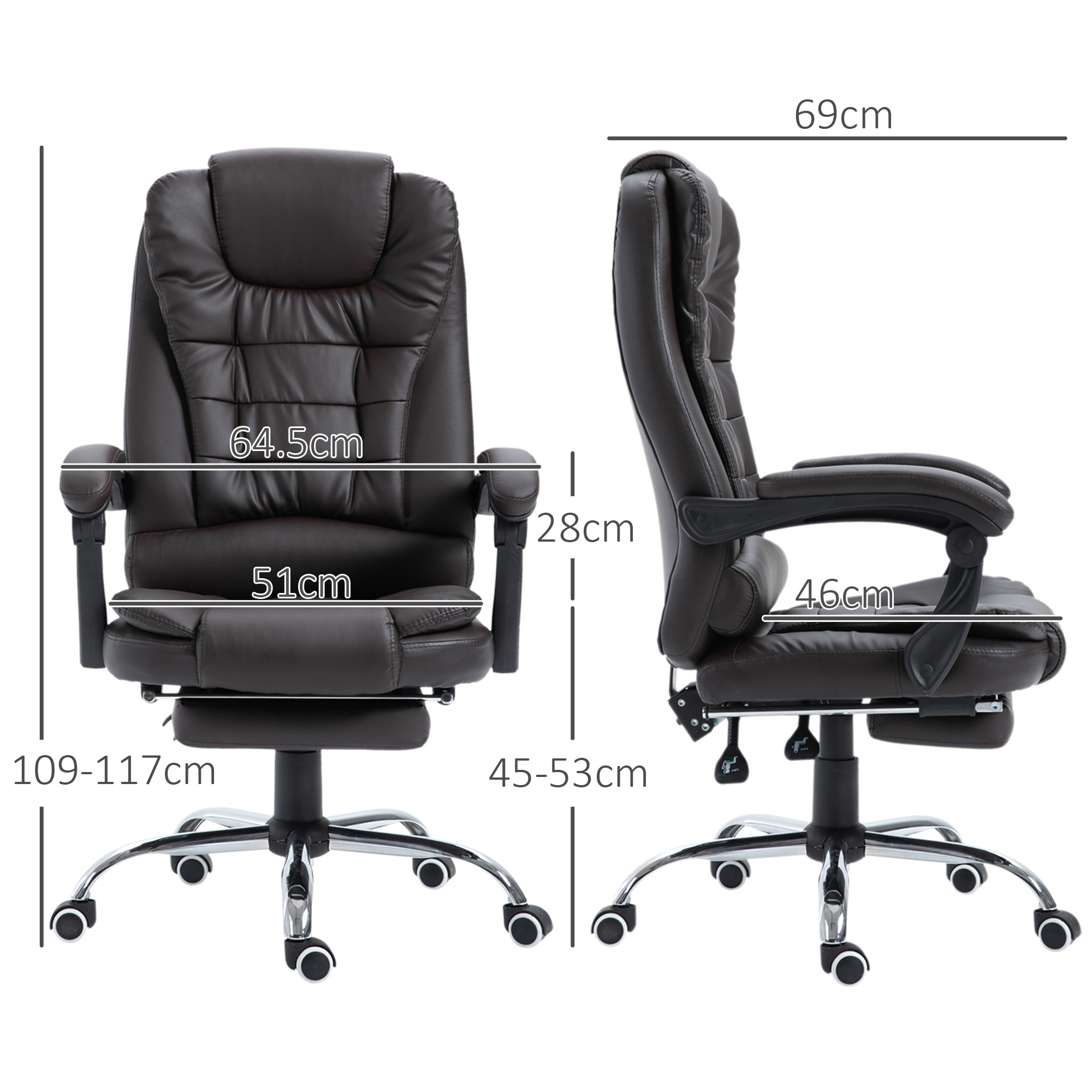 PU Leather Executive Office Chair, High Back Swivel Chair with ...