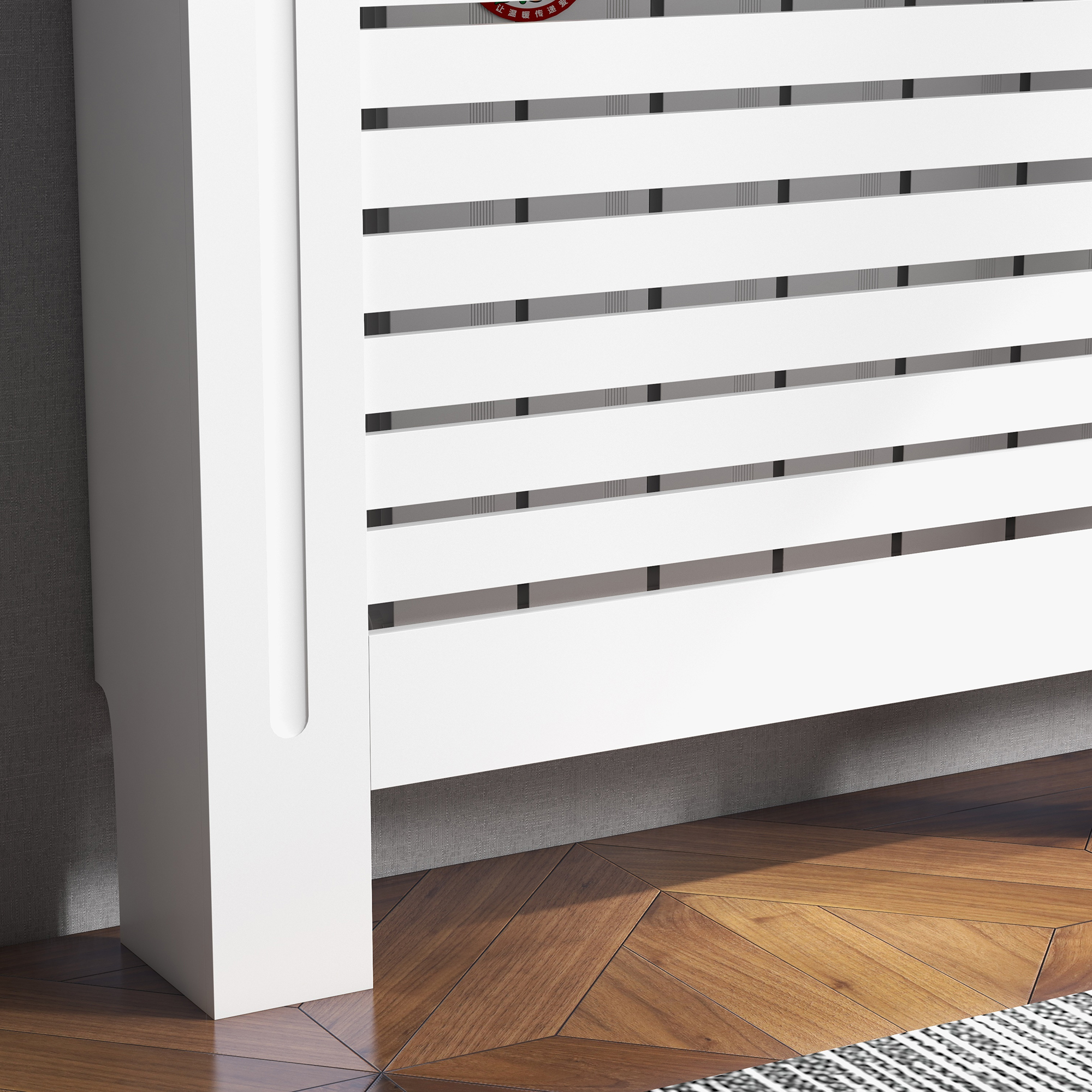 Radiator Cover, Modern MDF White Painted Cabinet with Horizontal Slats ...