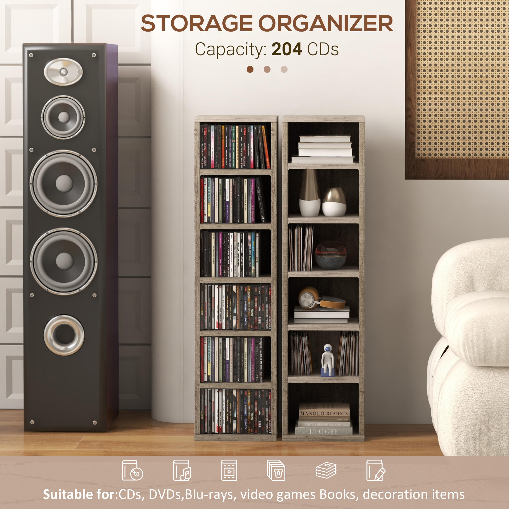 Set of Two 102 CD Storage Units - Dark Wood-Effect on Anglia Market