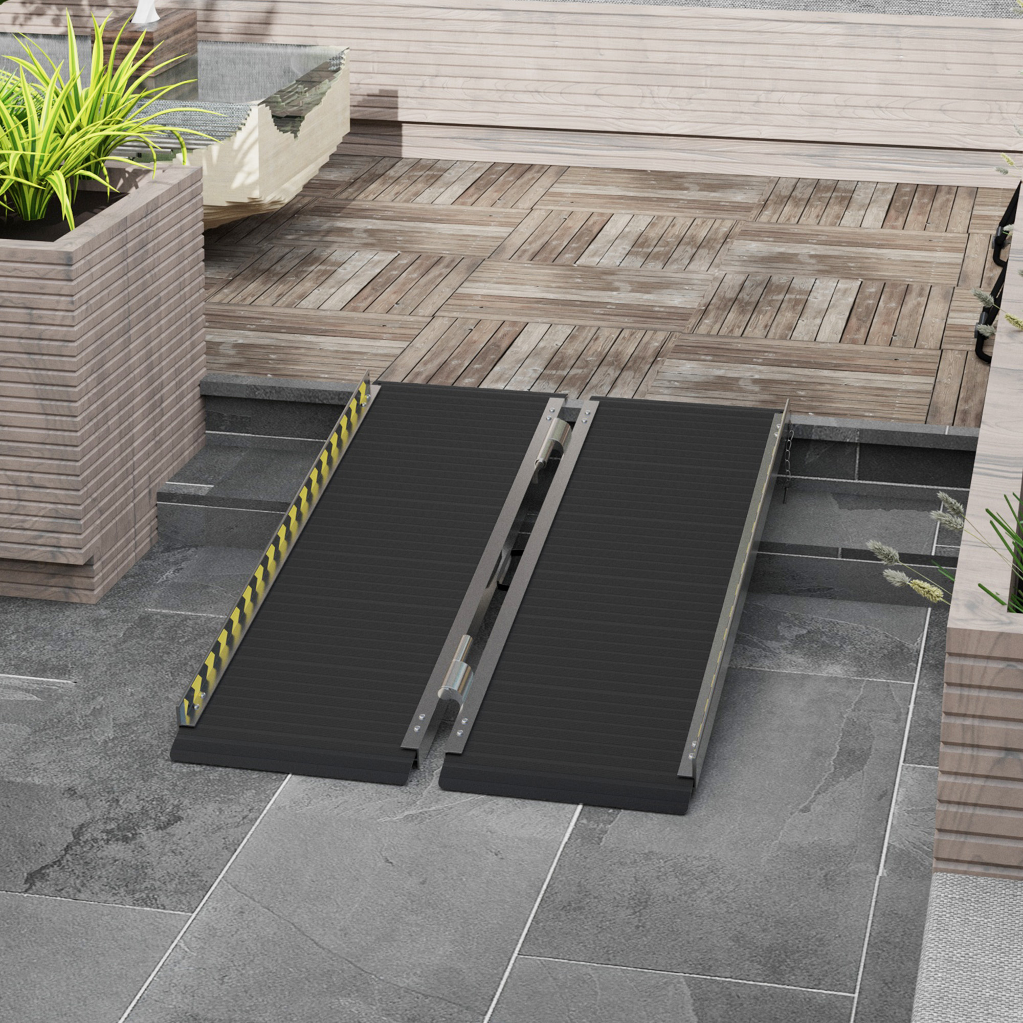 Wheelchair Ramp, 122L x 73Wcm, 272KG Capacity, Folding Aluminium ...