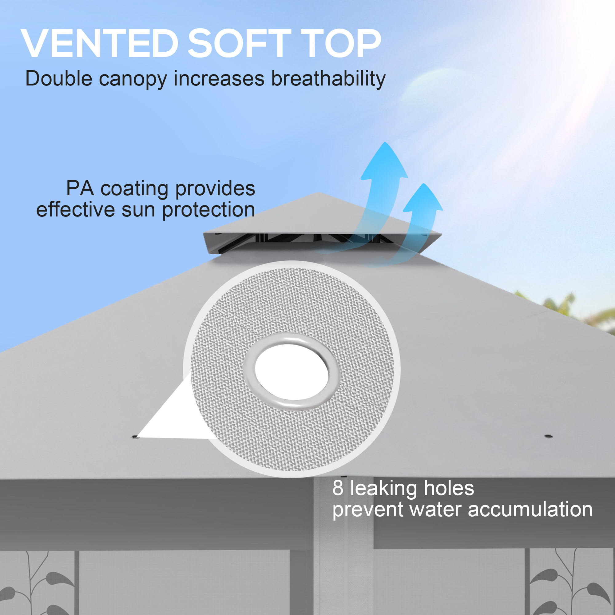 3(m) x 3(m) Double Roof Outdoor Garden Gazebo Canopy Shelter with ...