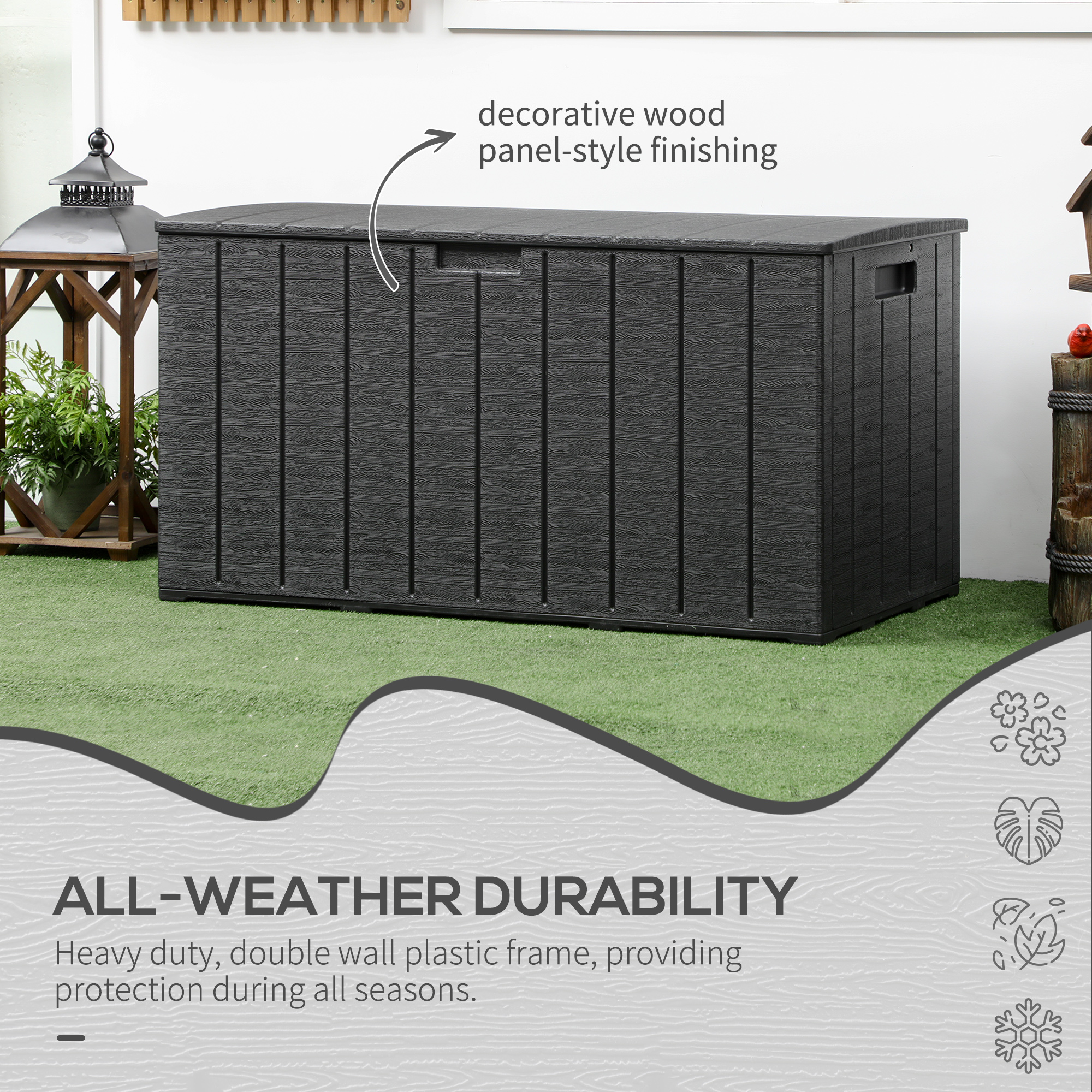 336 Litre Garden Storage Box, Water-resistant Heavy Duty Double Wall ...
