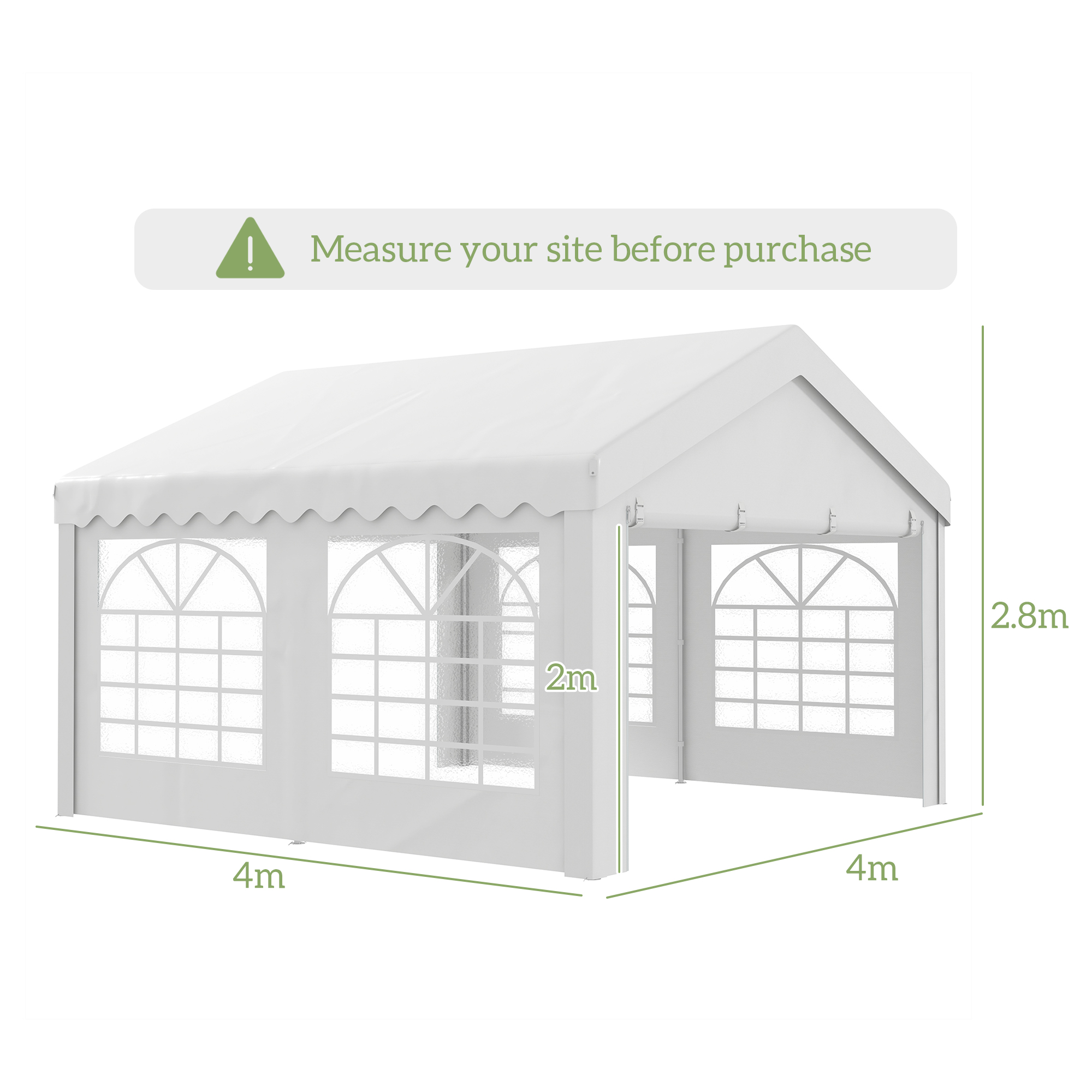 4m x 4m Marquee Party Tent Wedding Canopy, Pop Up Gazebo with Sidewalls ...