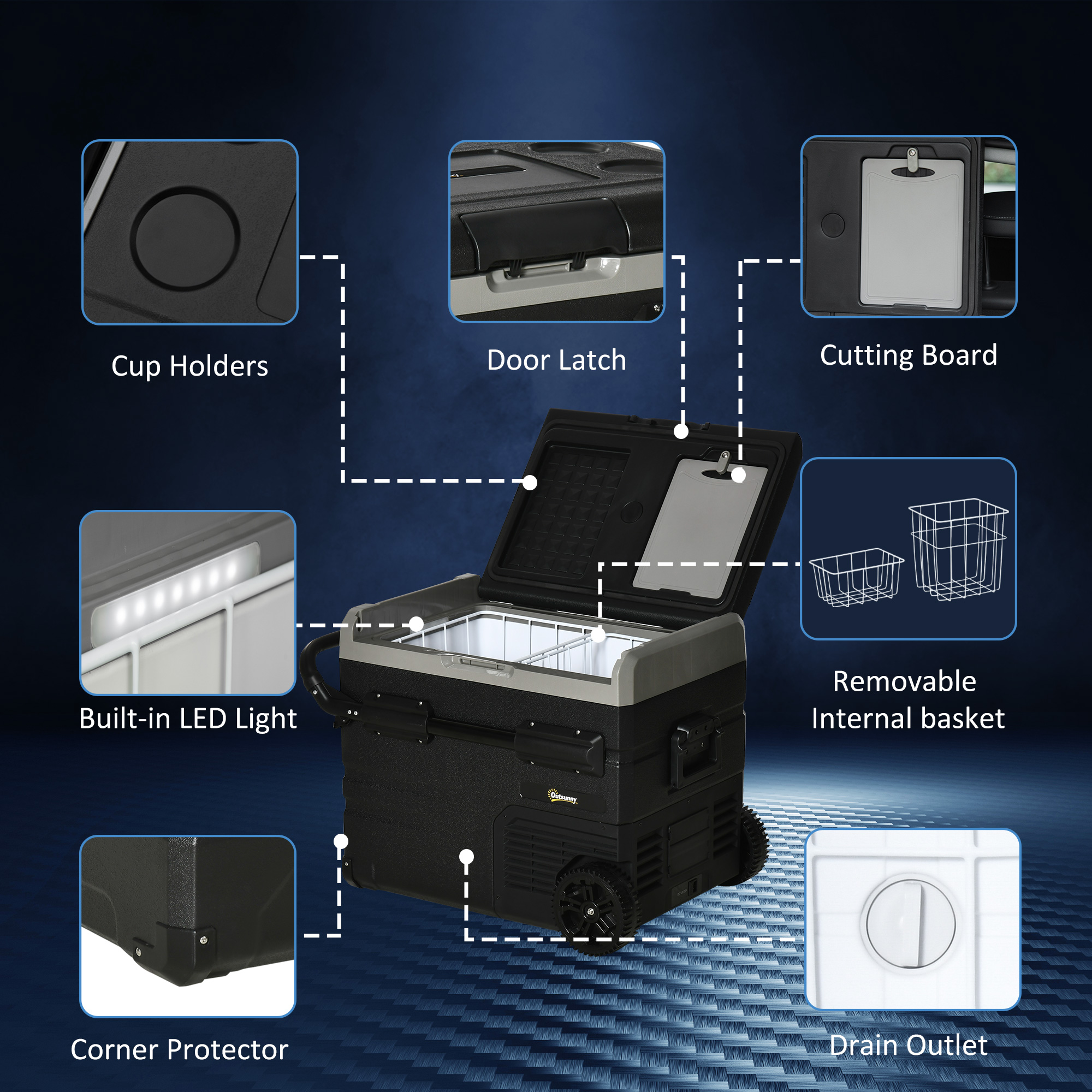 50L Car Refrigerator, Portable Compressor Cooler Box, Fridge Freezer w ...