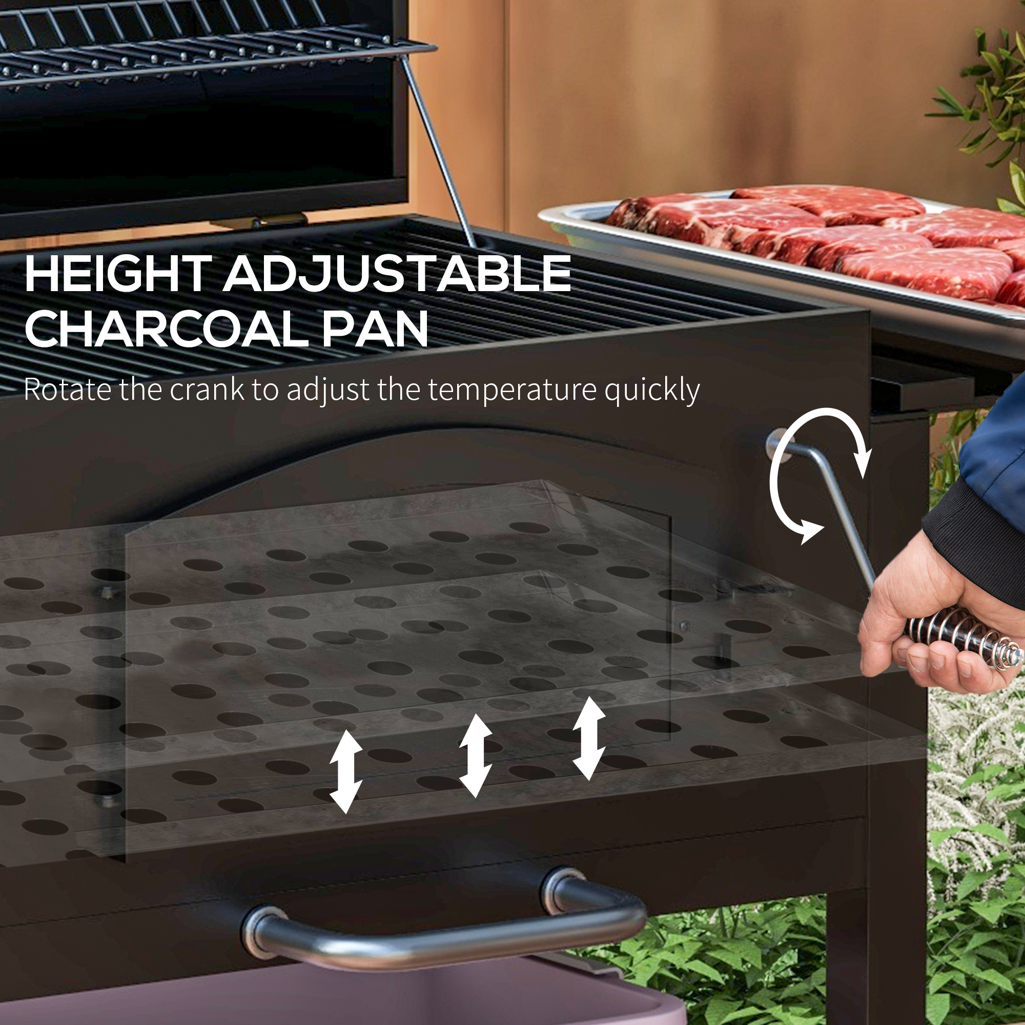 Buy Charcoal Barbecue Grill Trolley Garden Smoker with Shelves ...