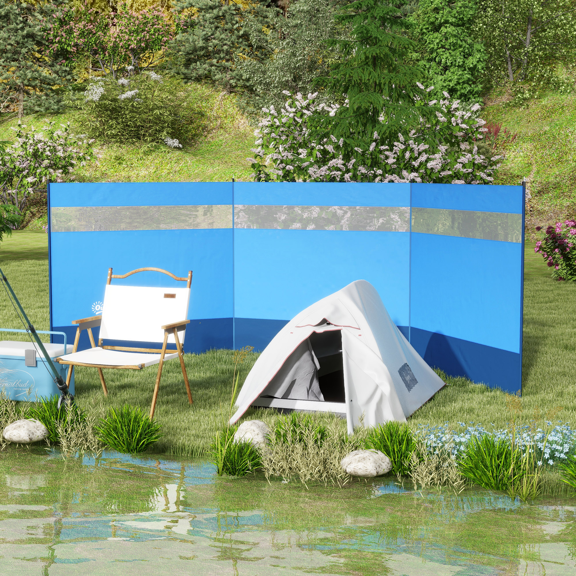 Camping Windbreaker with Clear Windows, Carry Bag and Steel Poles, for ...