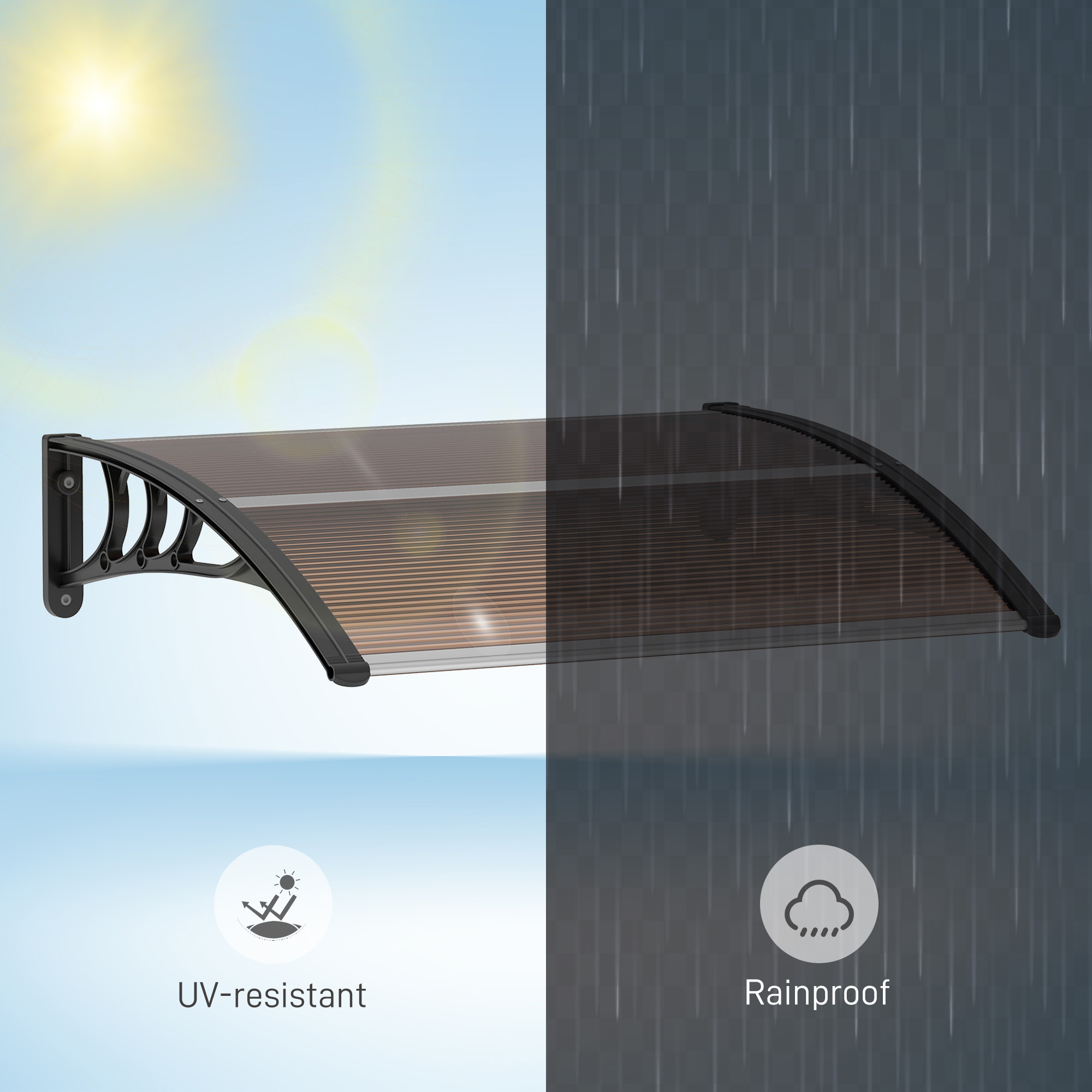 Front Door Canopy Outdoor Awning Aluminium Rigid Plastic Polycarbonate ...