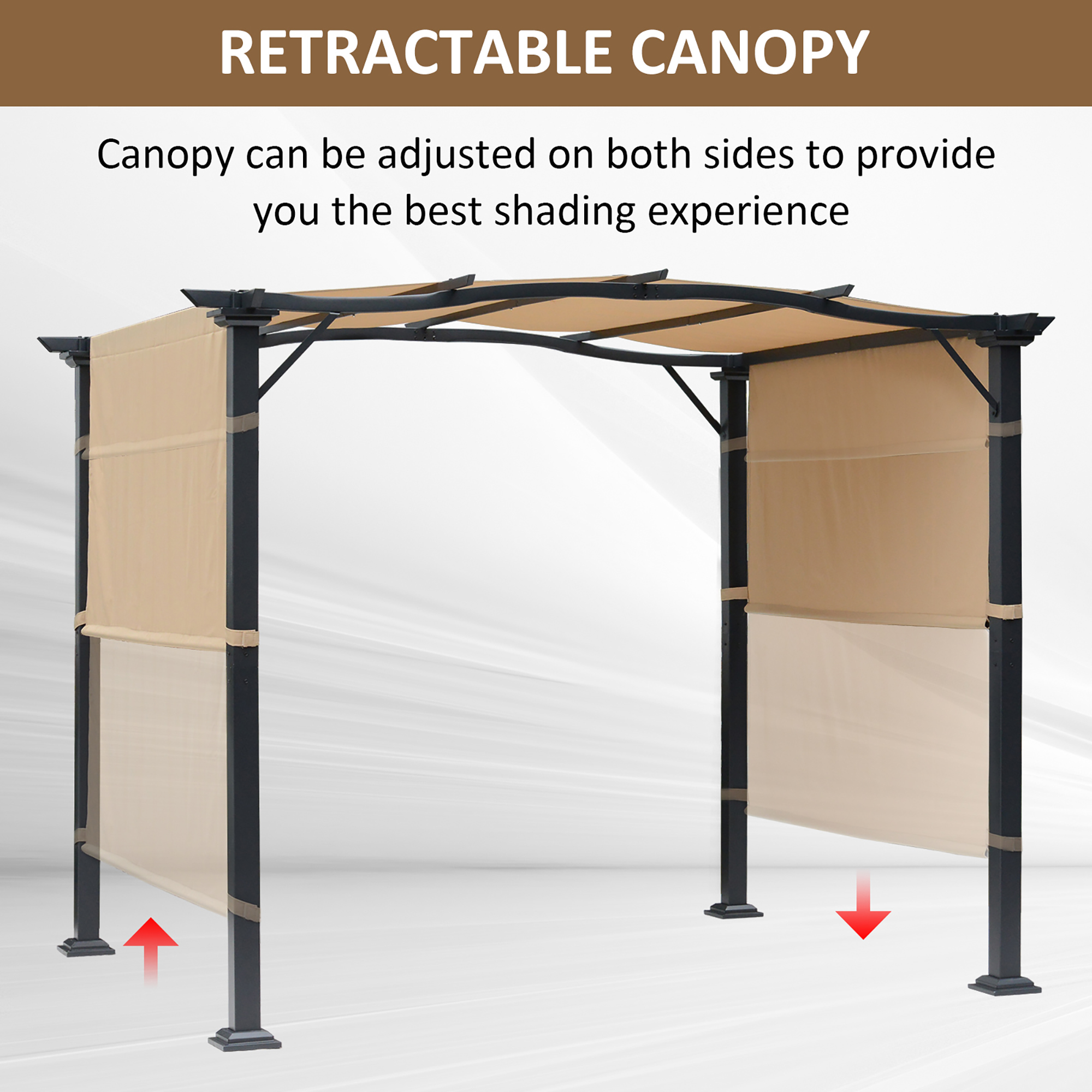 Outdoor Retractable Pergola Garden Gazebo with Two Adjustable Side ...