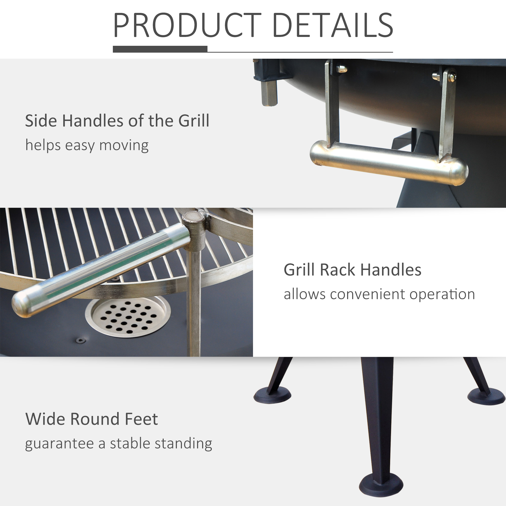 Round BBQ Grill W/Cutting Board-Black on Anglia Market