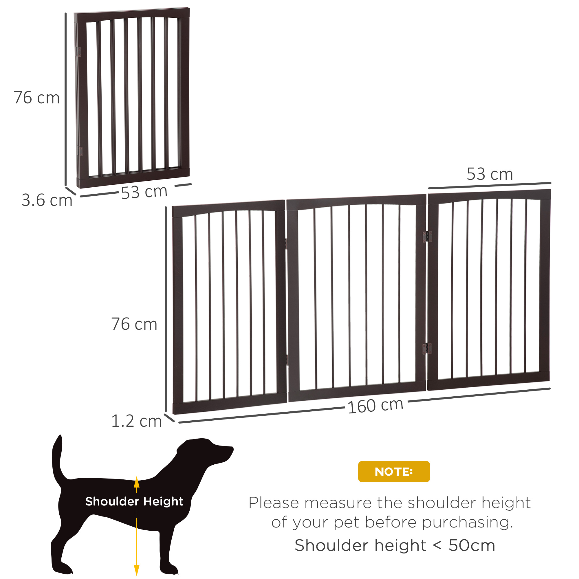 3 Panel Stair Gate Foldable Dog Door Gate Indoor Free Standing Safety ...
