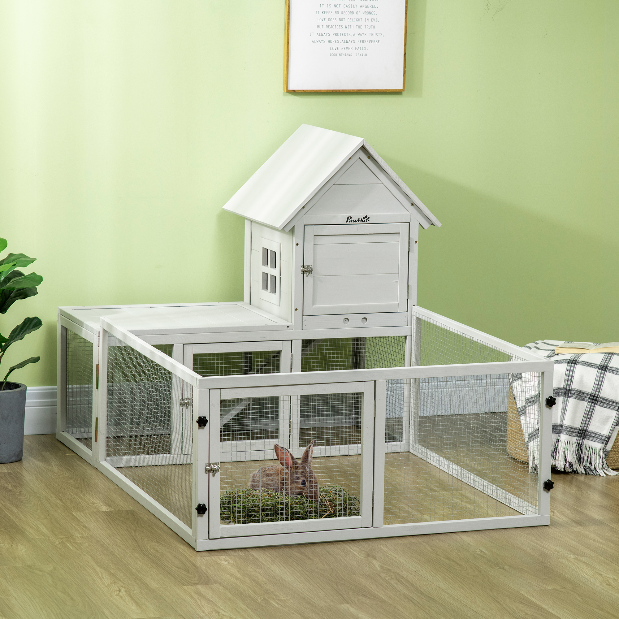 Buy Indoor Rabbit Hutch, Guinea Pig Cage, with Slide-Out Tray, Large ...