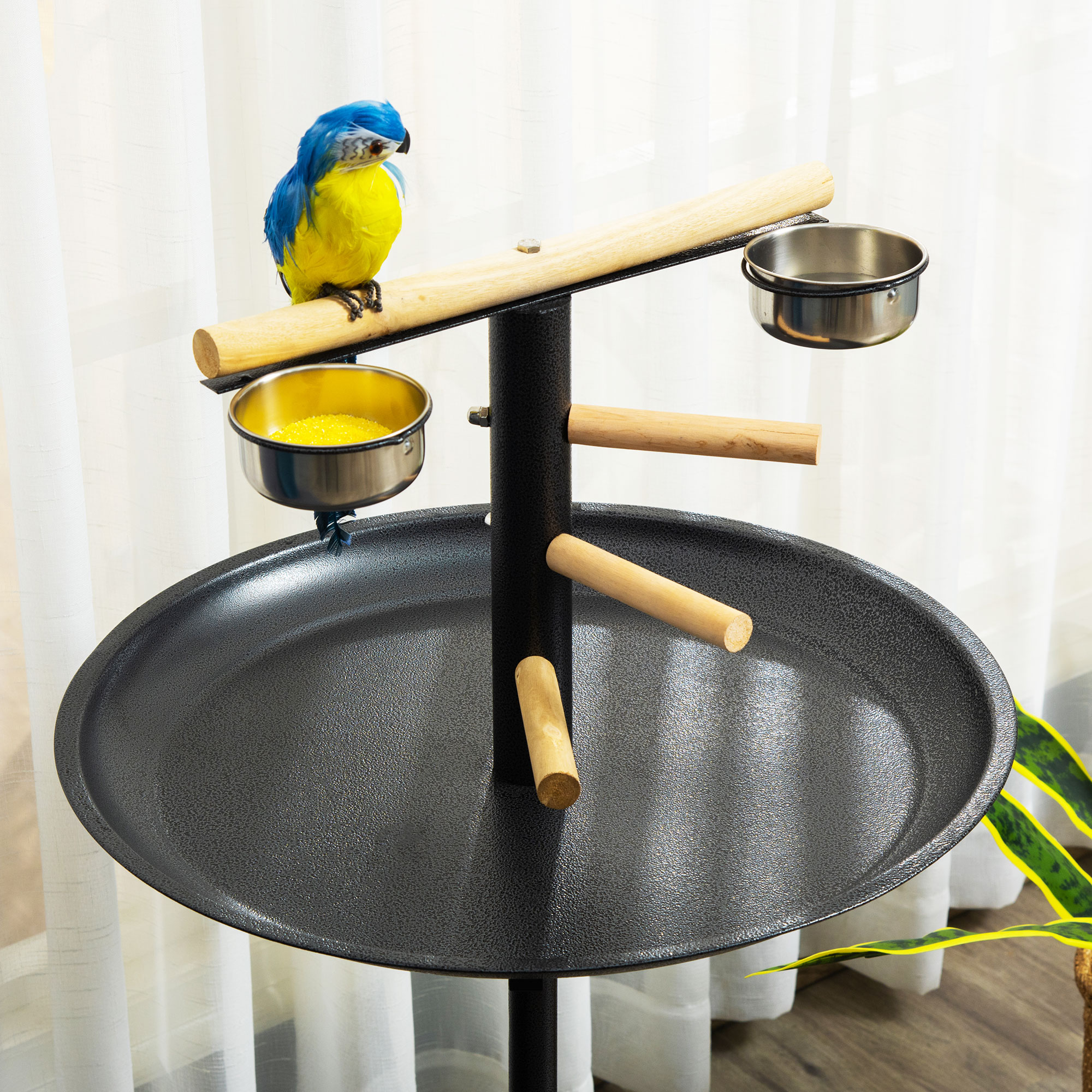 Metal Bird Table Play Stand, Bird Feeder Station Parrot Perch with Four ...