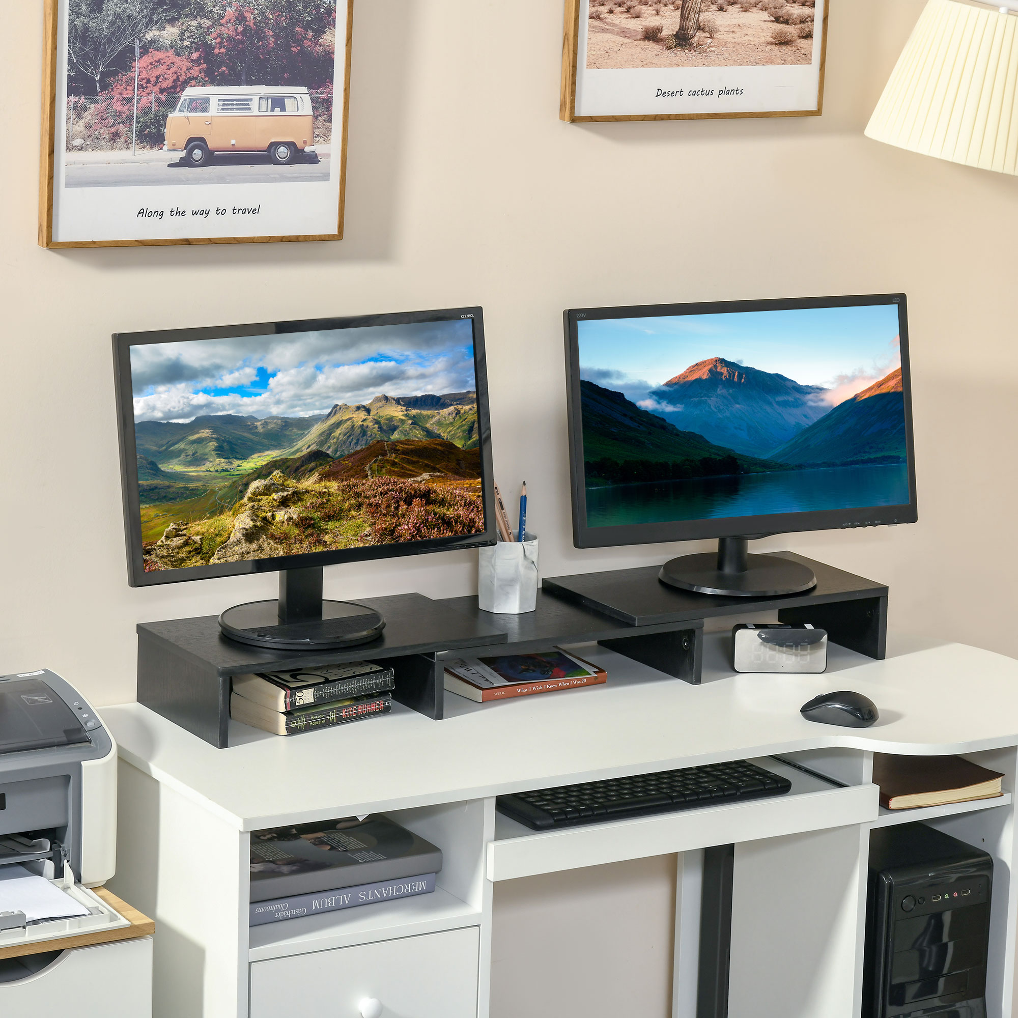 Dual Monitor Stand Riser with Adjustable Length and Angle, Screen Riser ...