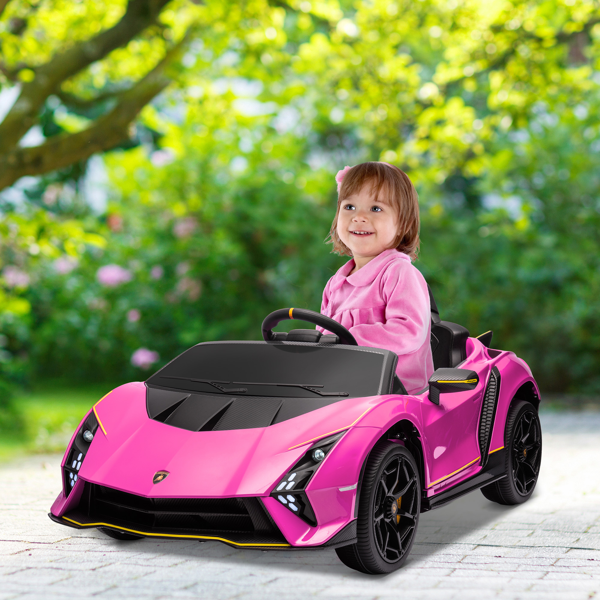 12V Lamborghini Autentica Licensed Kids Electric Car with Remote Control, 4 Suspension Wheels ...