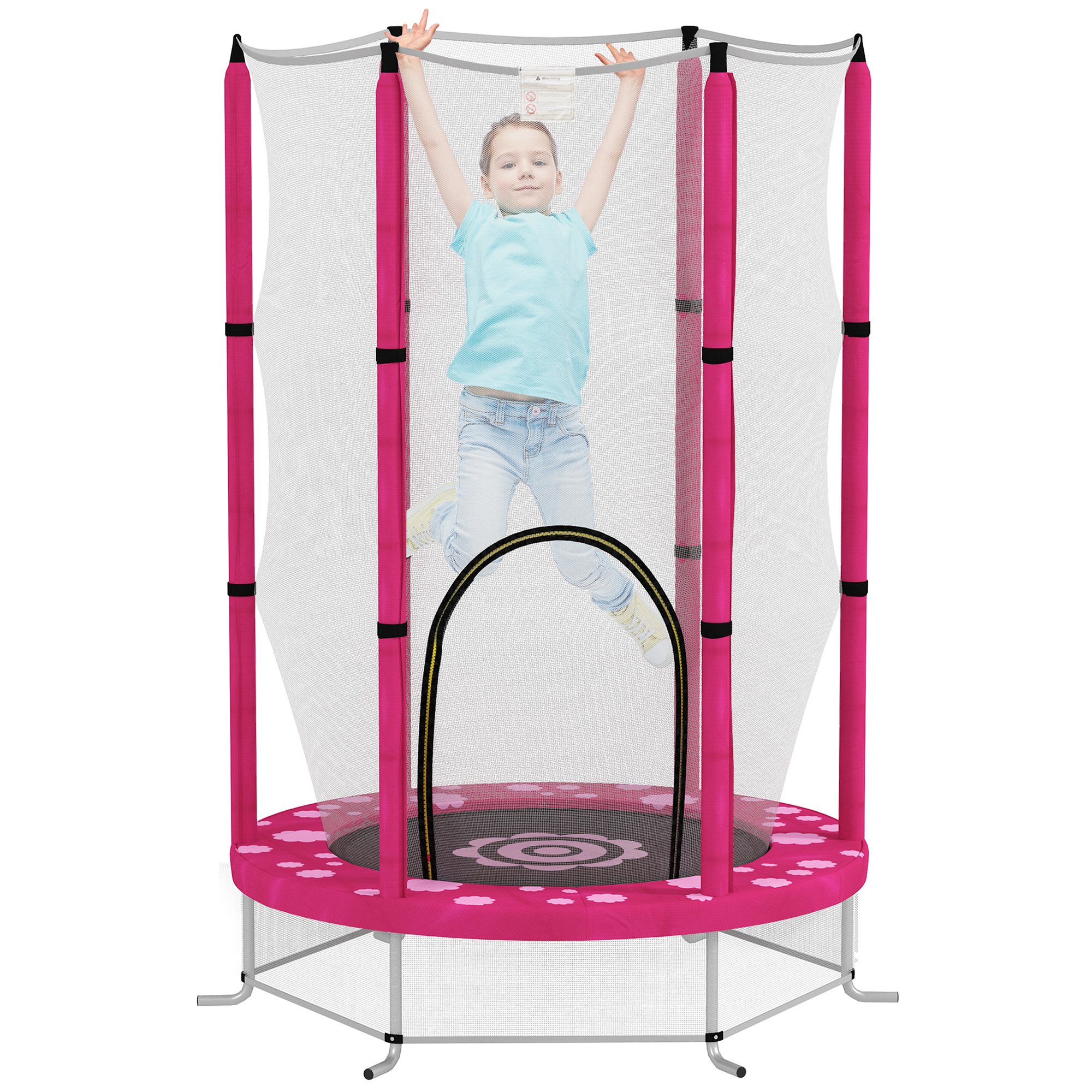 4.6FT Toddler Trampoline w/ Safety Enclosure Net, for Indoor Outdoor ...
