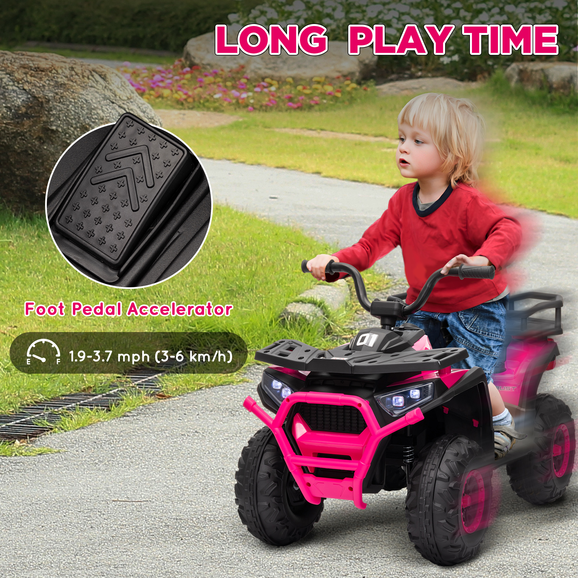 12V Kids Electric Ride on ATV, Battery Powered Quad Bike w/ Spring ...