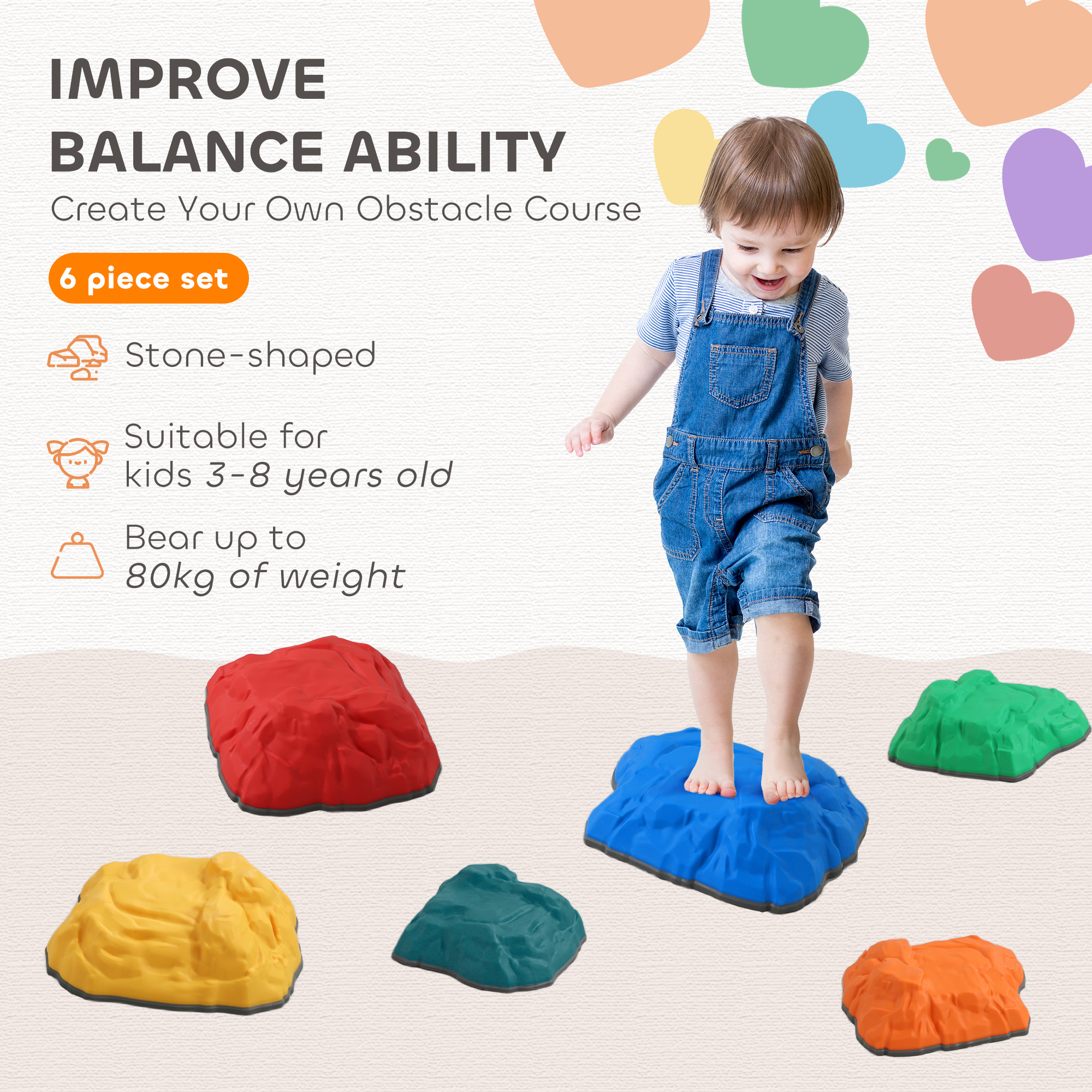 Balance Stepping Stones for Kids with Non-slip Bottom, Indoor Outdoor ...