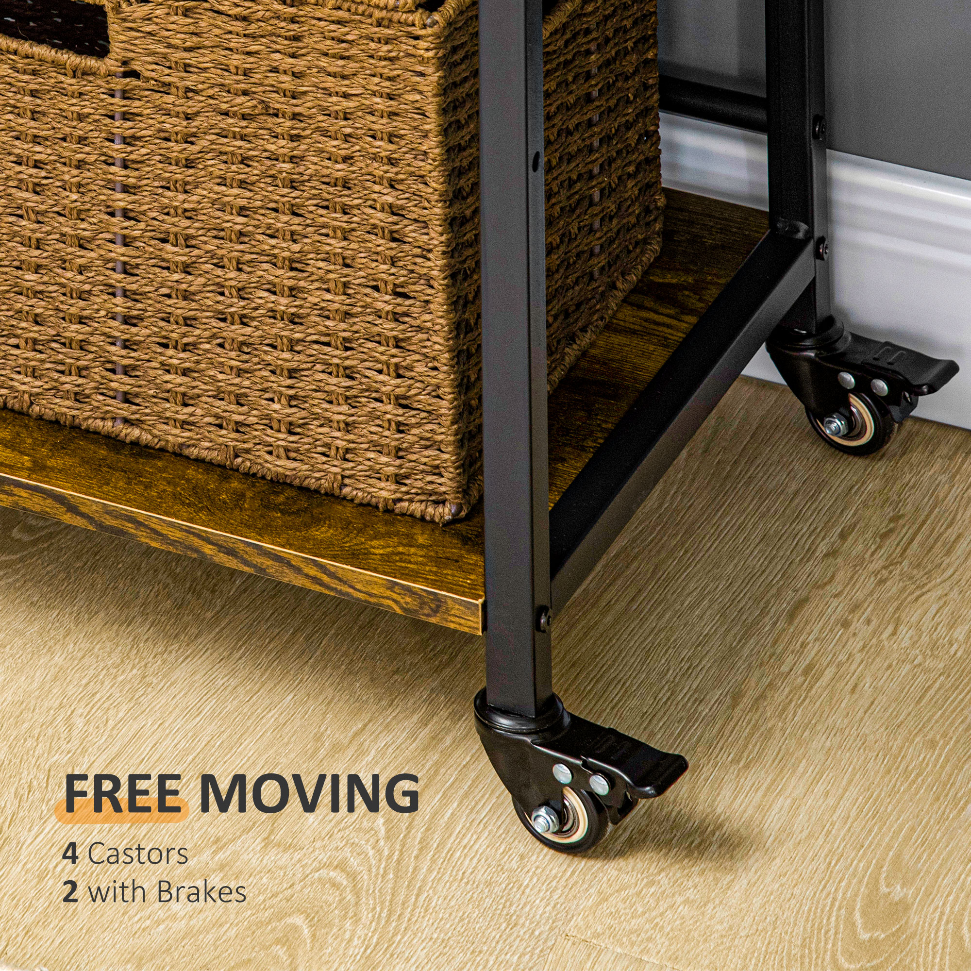 3-Tier Printer Stand, Utility Cart, Rolling Trolley with Adjustable ...