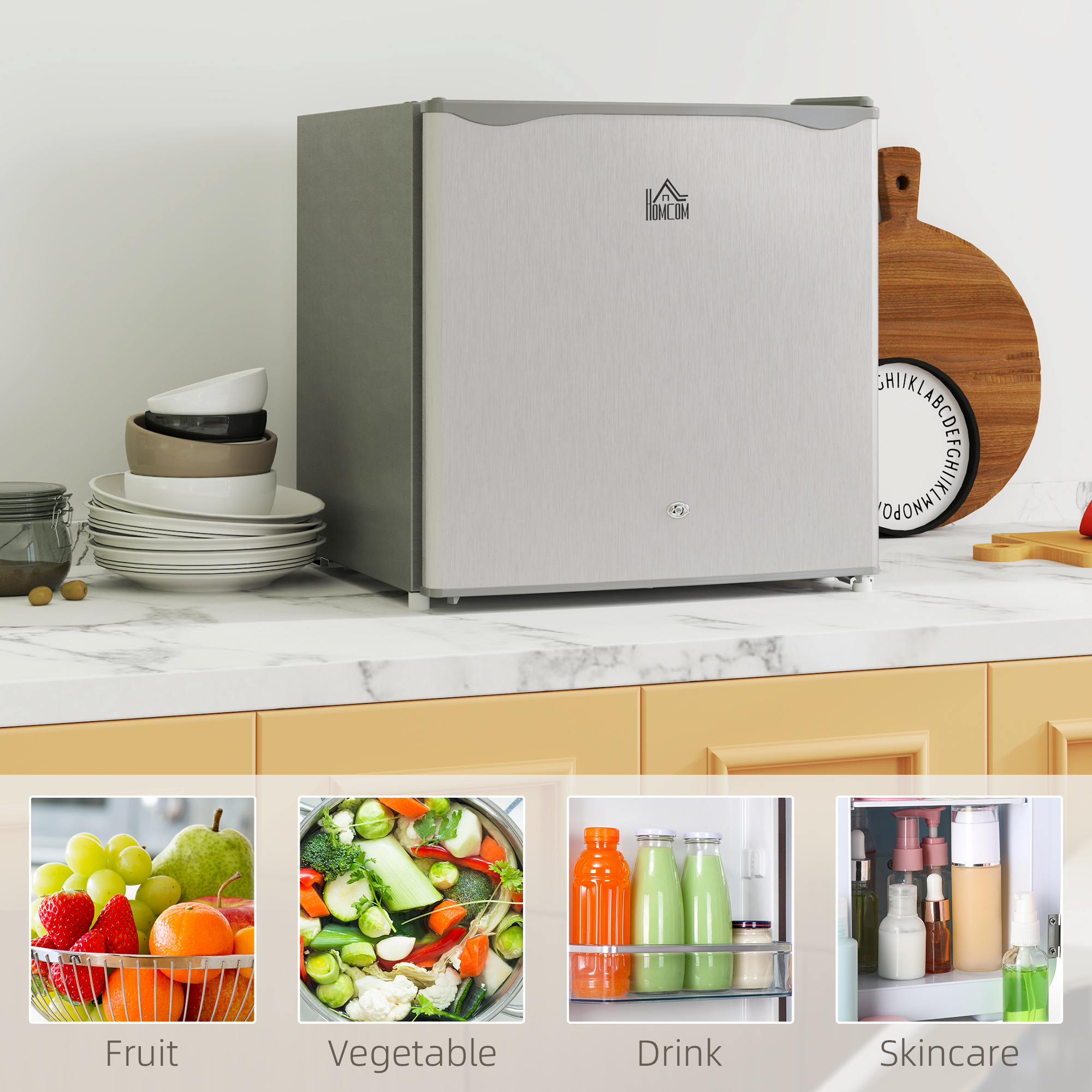 46 Litre Lockable Countertop Fridge - Grey on Anglia Market: Refrigerators