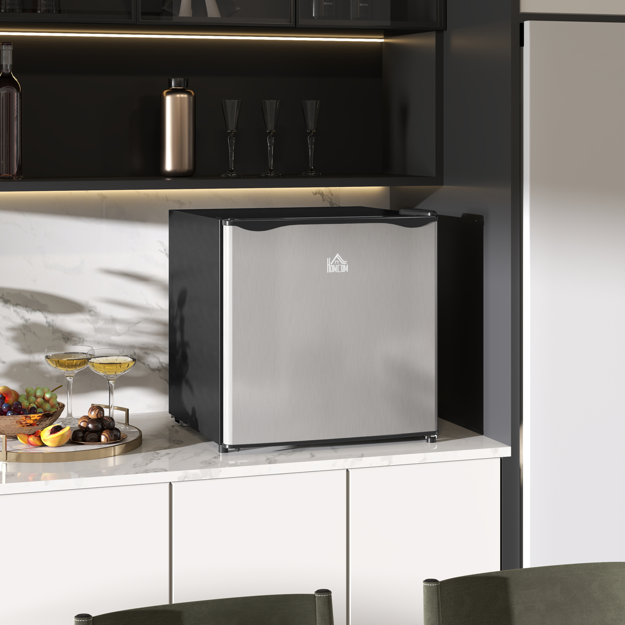 46 Litre Table Top Mini Fridge, Small Fridge with Ice Box, Reversible ...