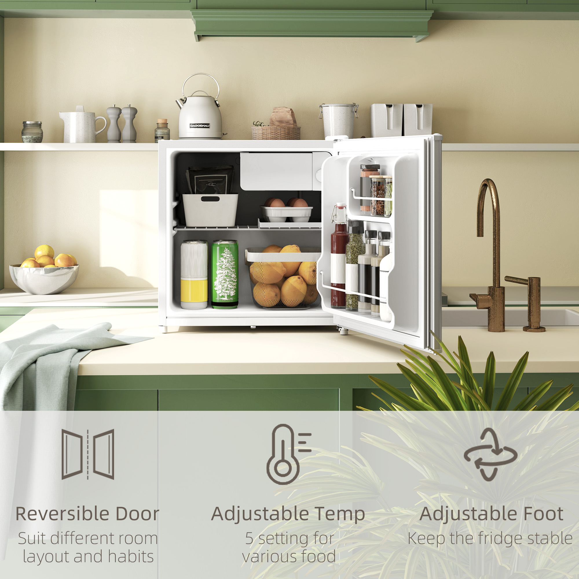 46 Litre Lockable Countertop Fridge - Cream White on Anglia Market ...