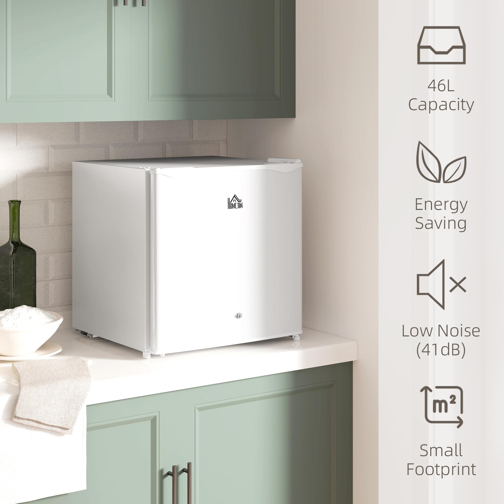 46 Litre Lockable Countertop Fridge - Cream White on Anglia Market ...