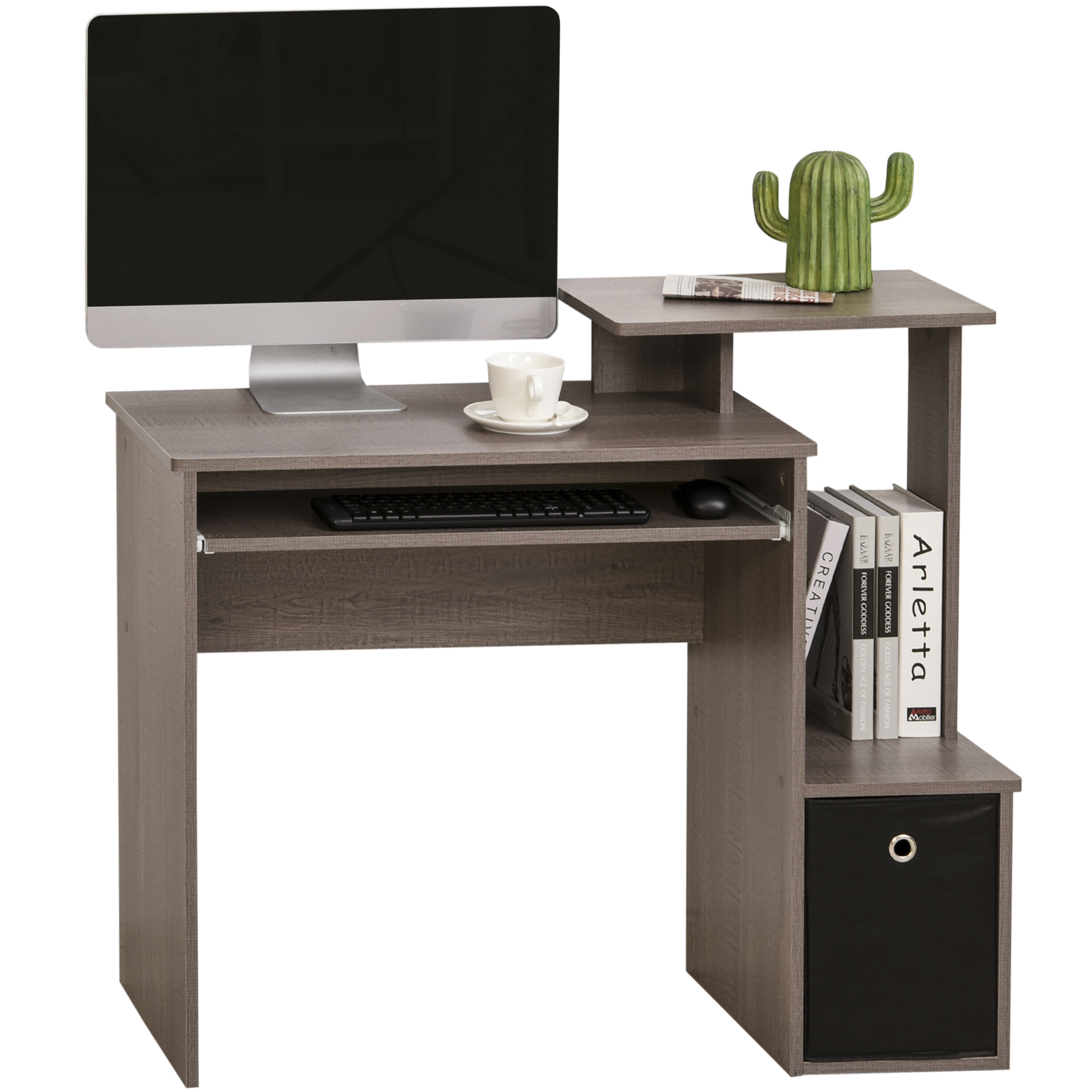 Computer Desk with Sliding Keyboard Tray Storage Drawer Shelf Home ...