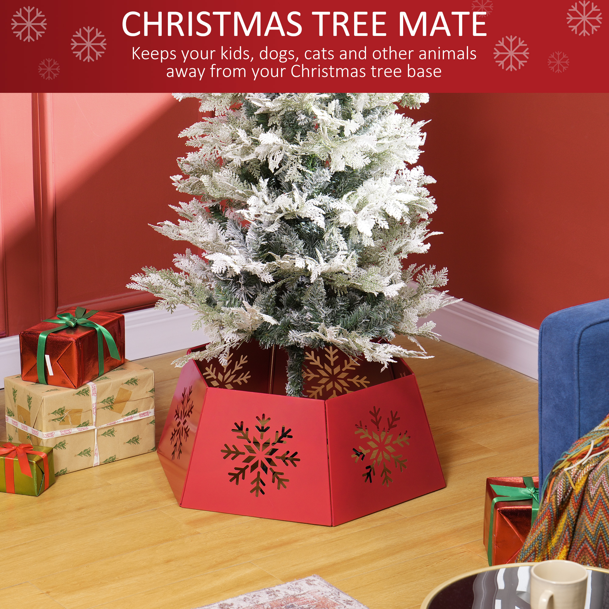Christmas Tree Collar, Hexagon Christmas Tree Base Cover with Hollow ...