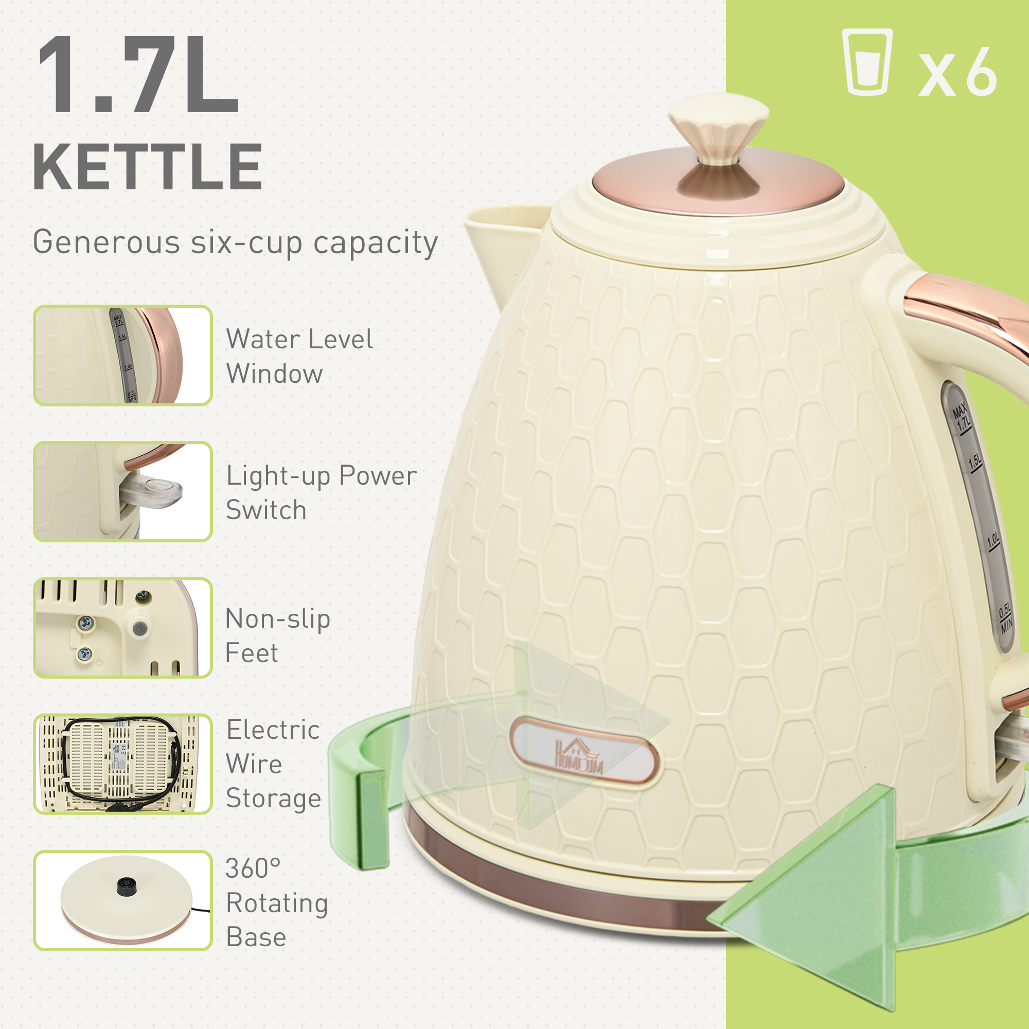 Kettle and Toaster Set, 1.7L 3000W Fast Boil Jug Kettle with Auto Shut ...