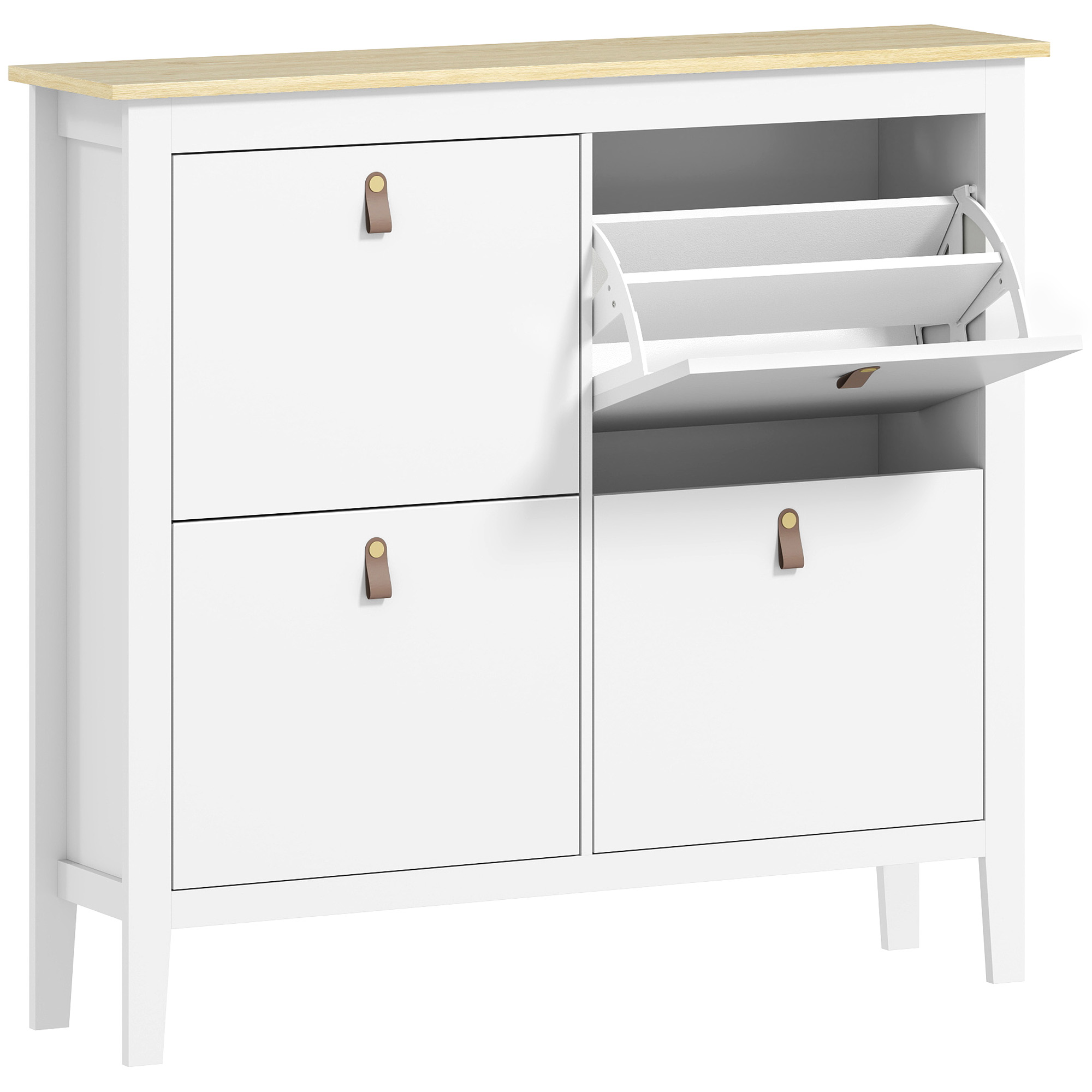 Modern Four-Drawer Shoe Cabinet - White on Anglia Market