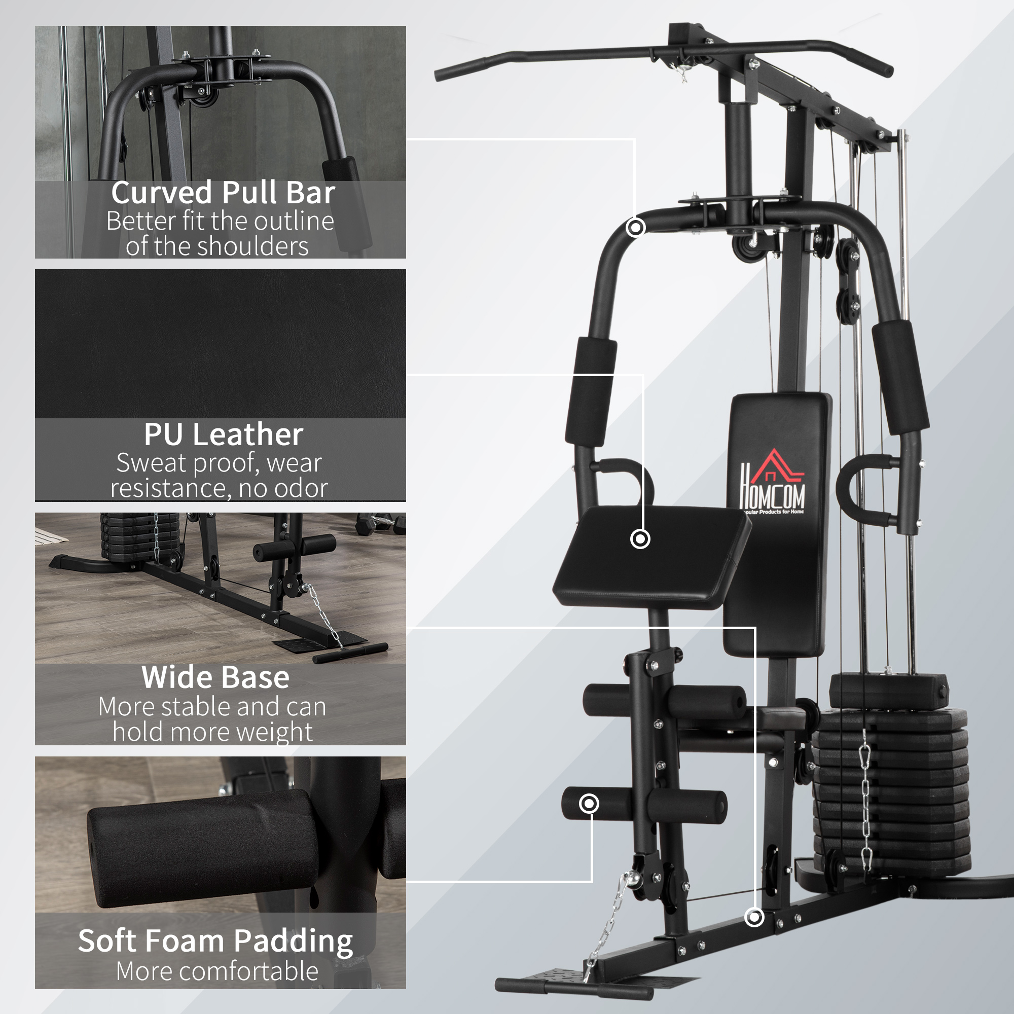 Multi-Exercise Gym Station, with 45kg Weight Stack, for Full Body ...