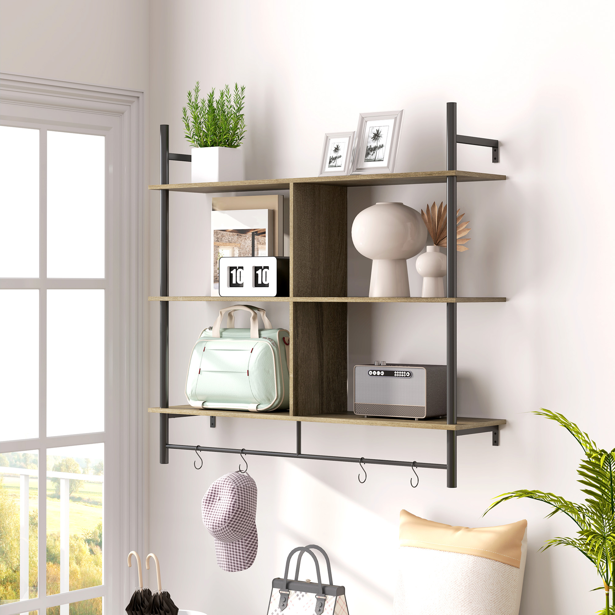 Three-Tier Floating Shelf - Grey Wood Effect on Anglia Market