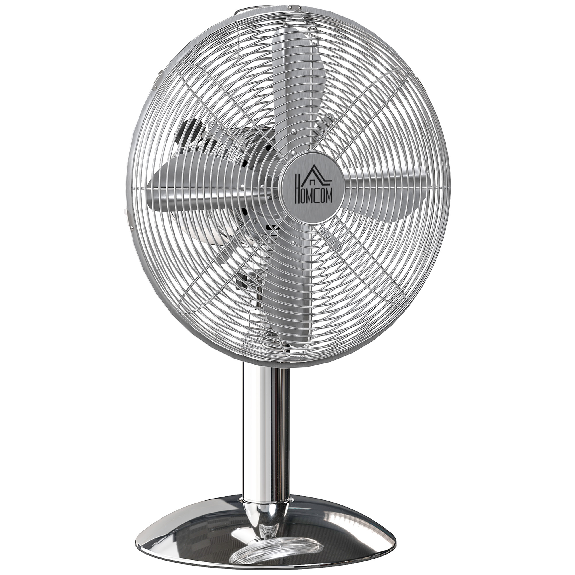 Three-Speed Oscillating Desk Fan - Silver-Tone on Anglia Market
