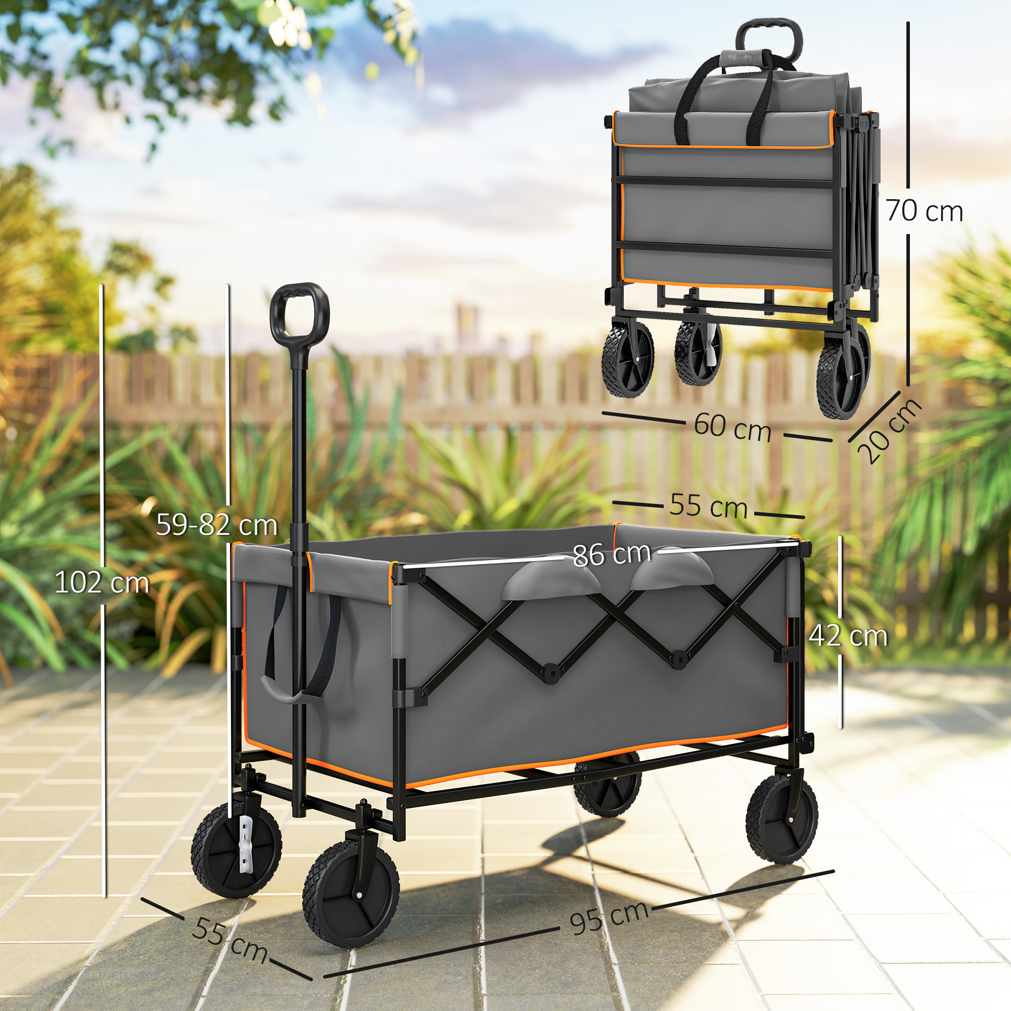 160L Festival Trolley on Wheels, Folding Camping Trolley Cart w ...